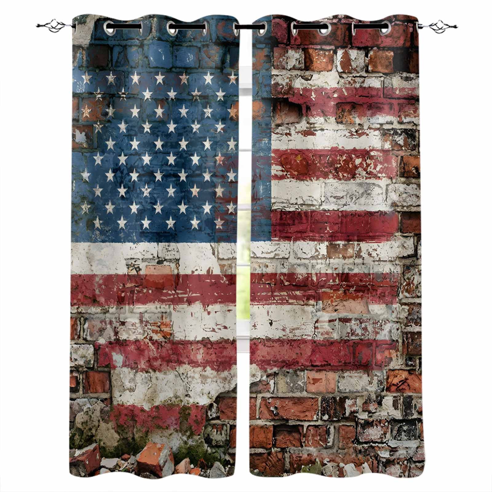 Distressed American Flag Blackout Curtains for Bedroom/Living Room ...