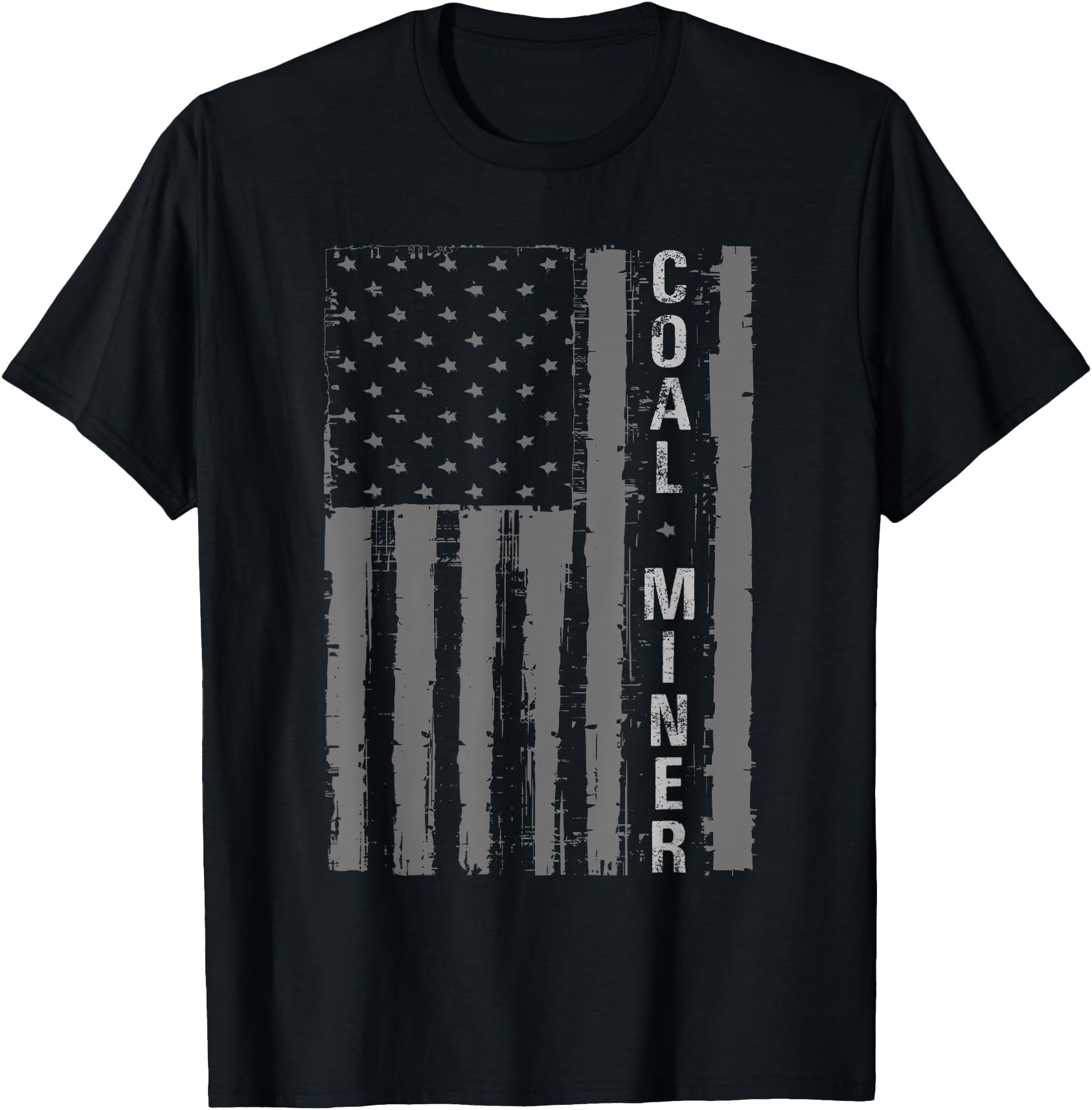 Distressed American Flag Coal Miner Mining Proud Men Gifts T-Shirt ...