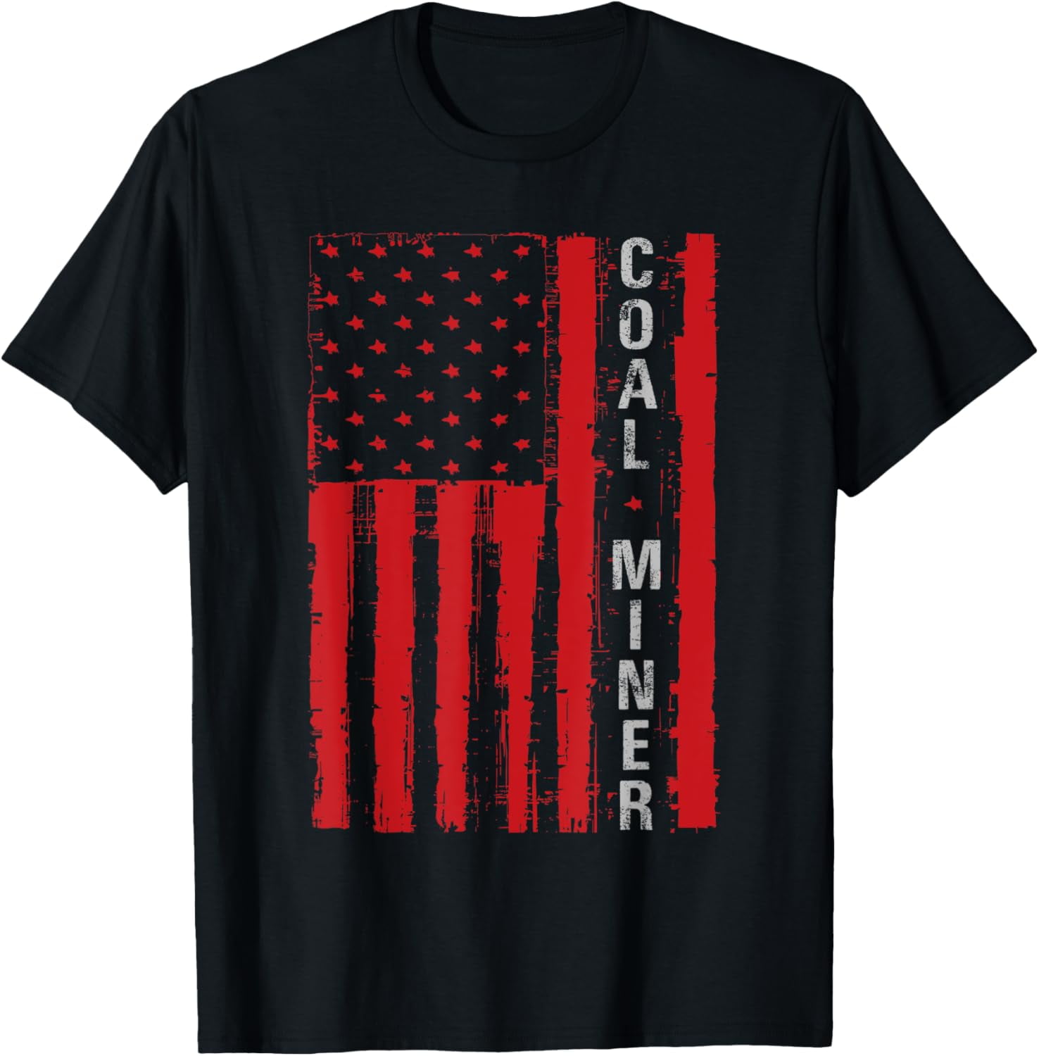 Distressed American Flag Coal Miner Mining Proud Men Gifts T-Shirt ...