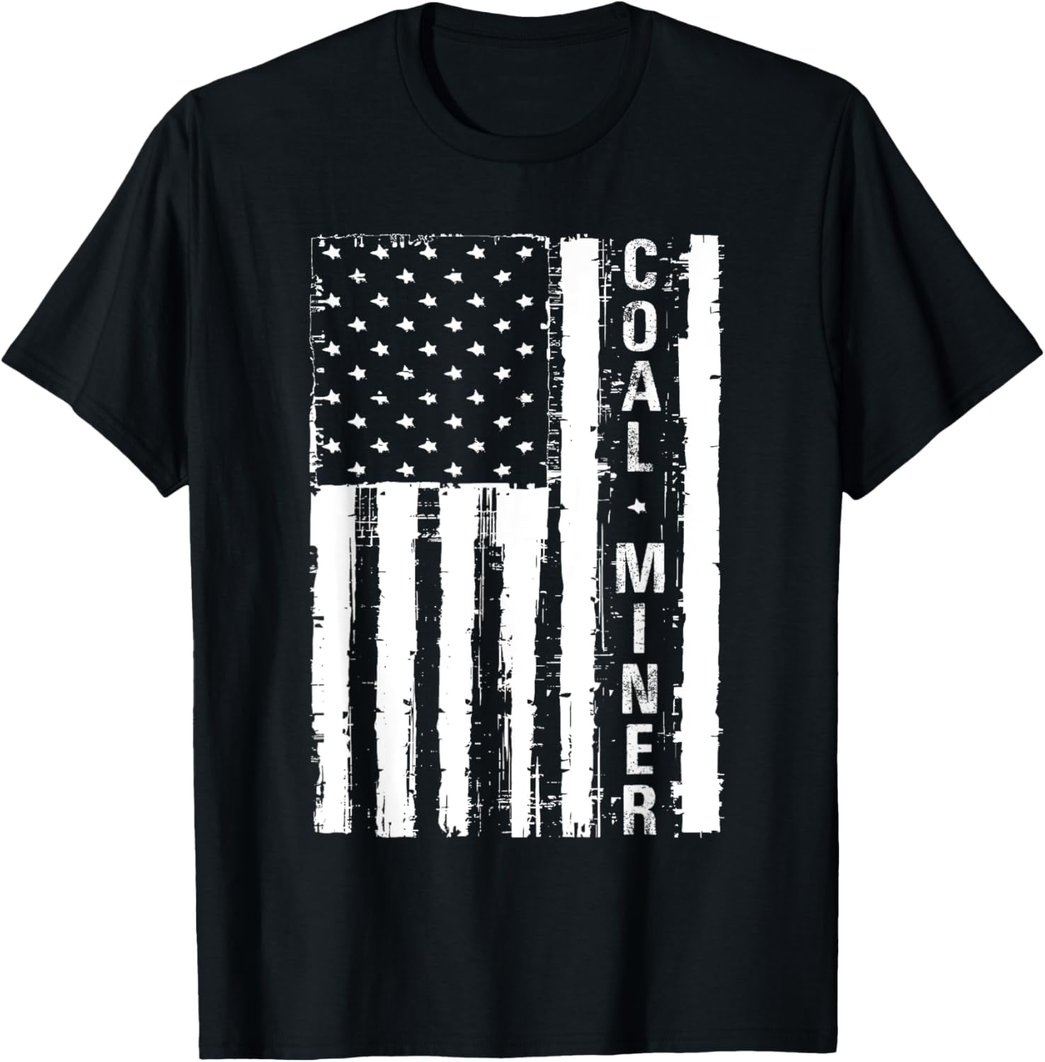 Distressed American Flag Coal Miner Mining Proud Men Gifts T-Shirt ...