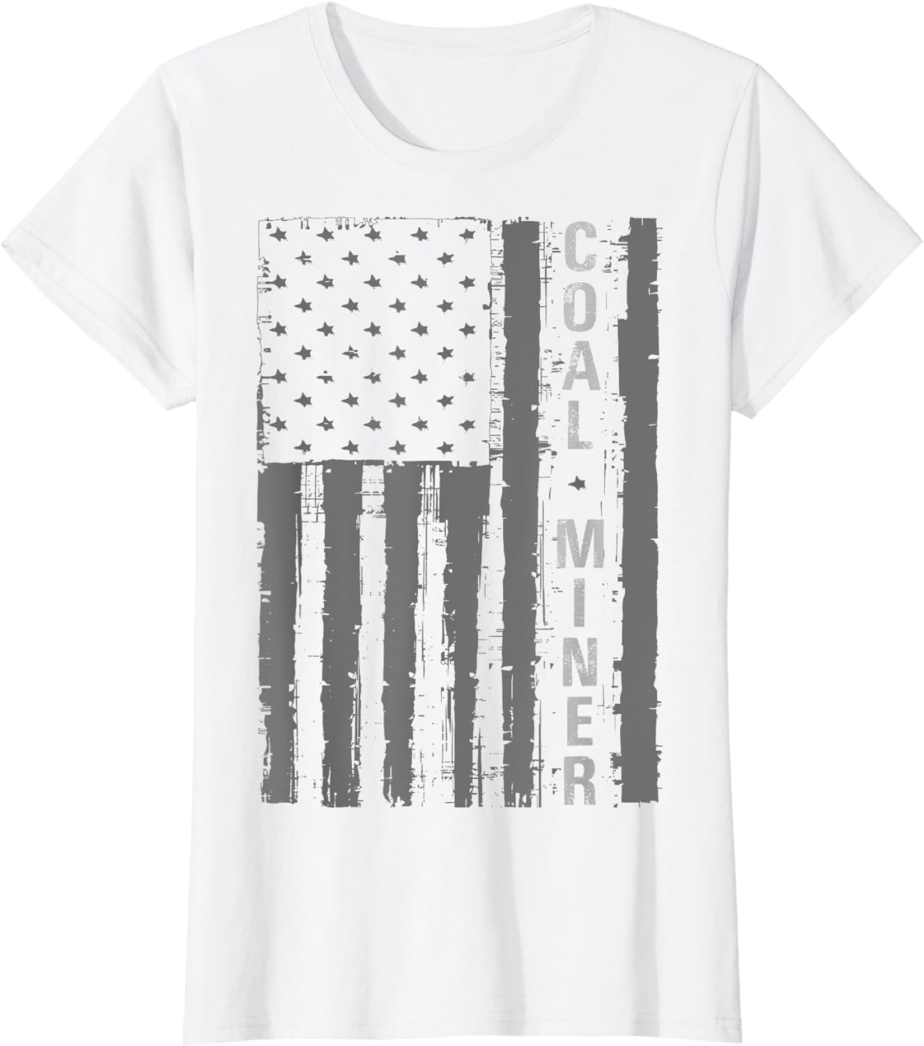 Distressed American Flag Coal Miner Mining Proud Men Gifts T-Shirt ...