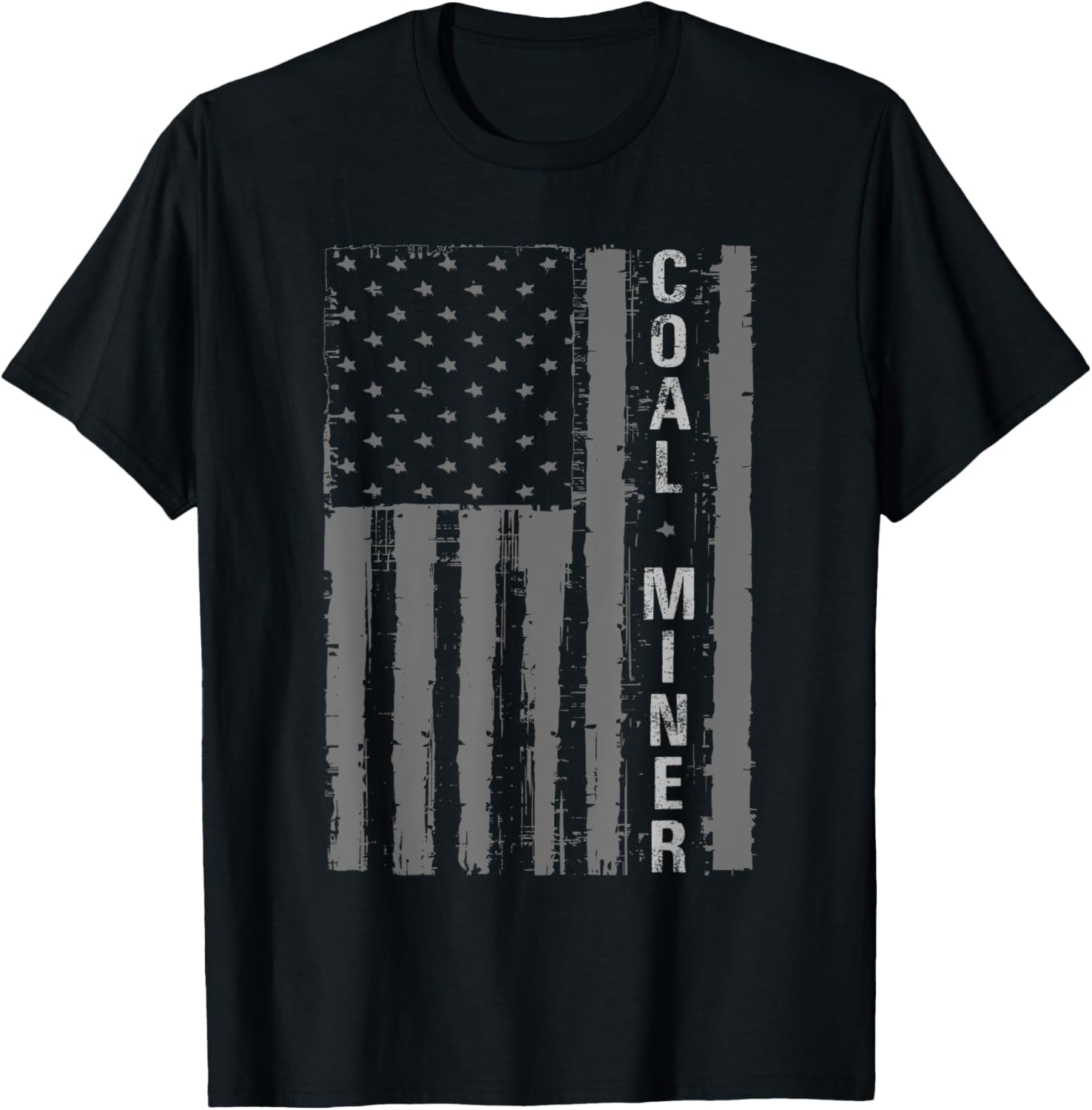 Distressed American Flag Coal Miner Mining Proud Men Gifts T-Shirt ...