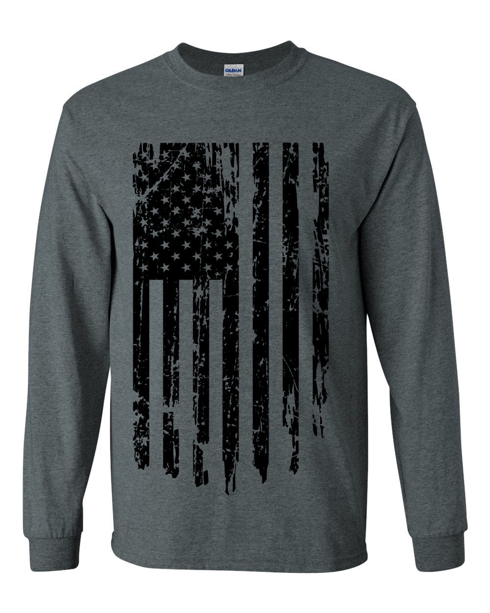 Walmart Apparel Top: Distressed American Flag Long Sleeve T-shirt ...