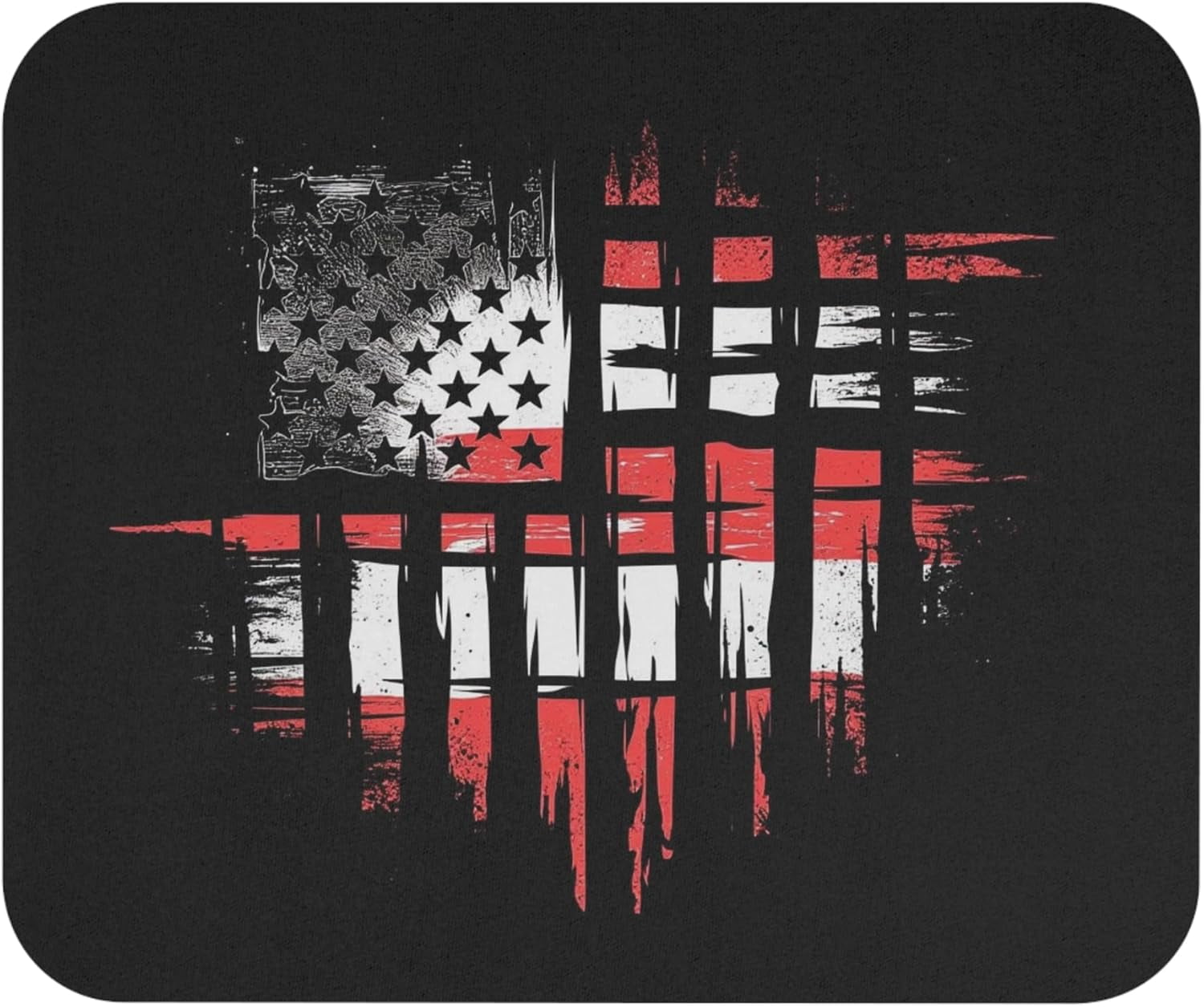 Distressed American Flag Red Line Mouse Pad 9 x 8 Inch, Patriotic USA ...