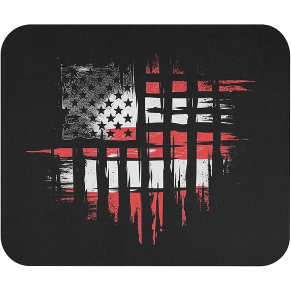 Distressed American Flag Red Line Mouse Pad 9 x 8 Inch, Patriotic USA ...