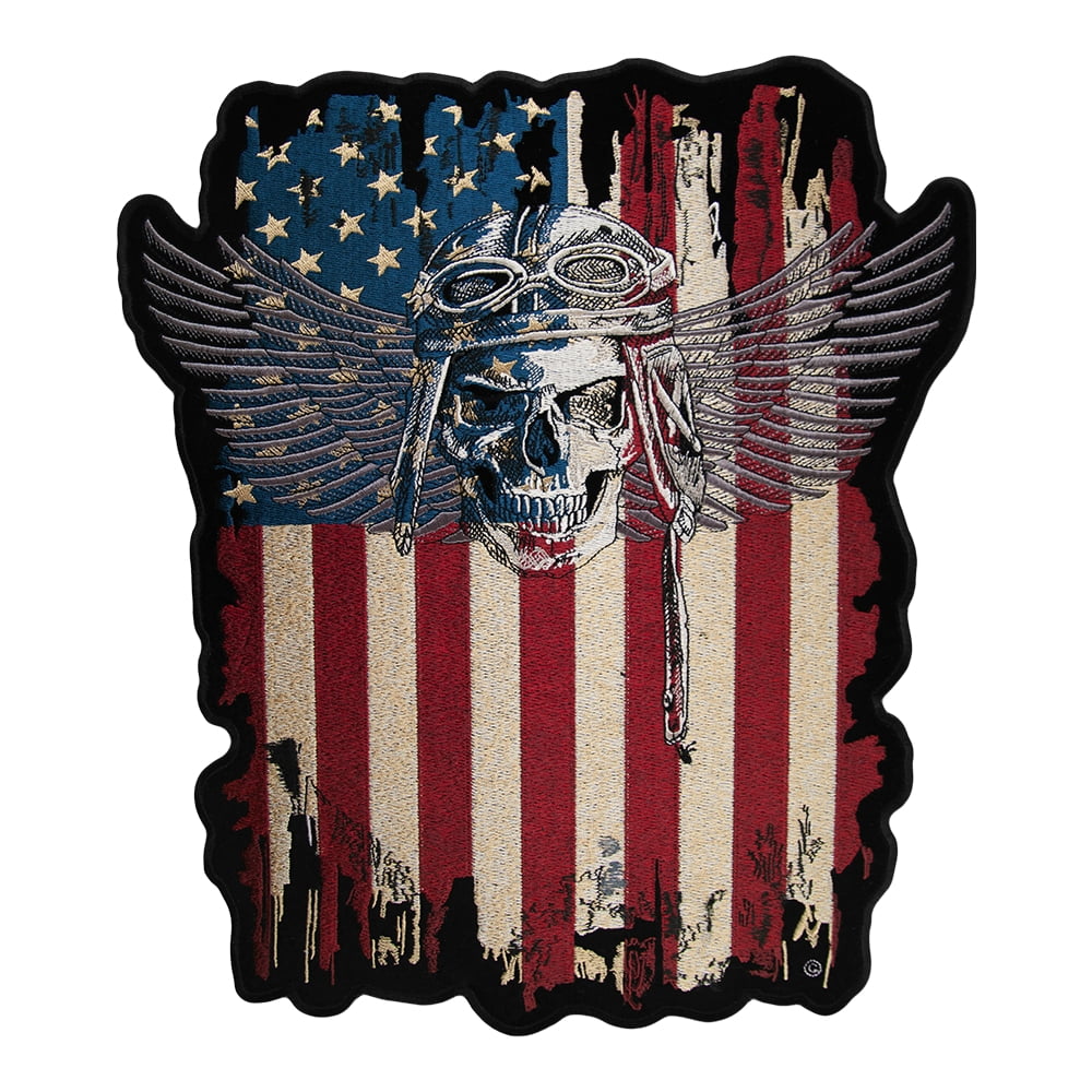 Distressed American Flag Winged Skull Patch, Small Size. - Walmart.com