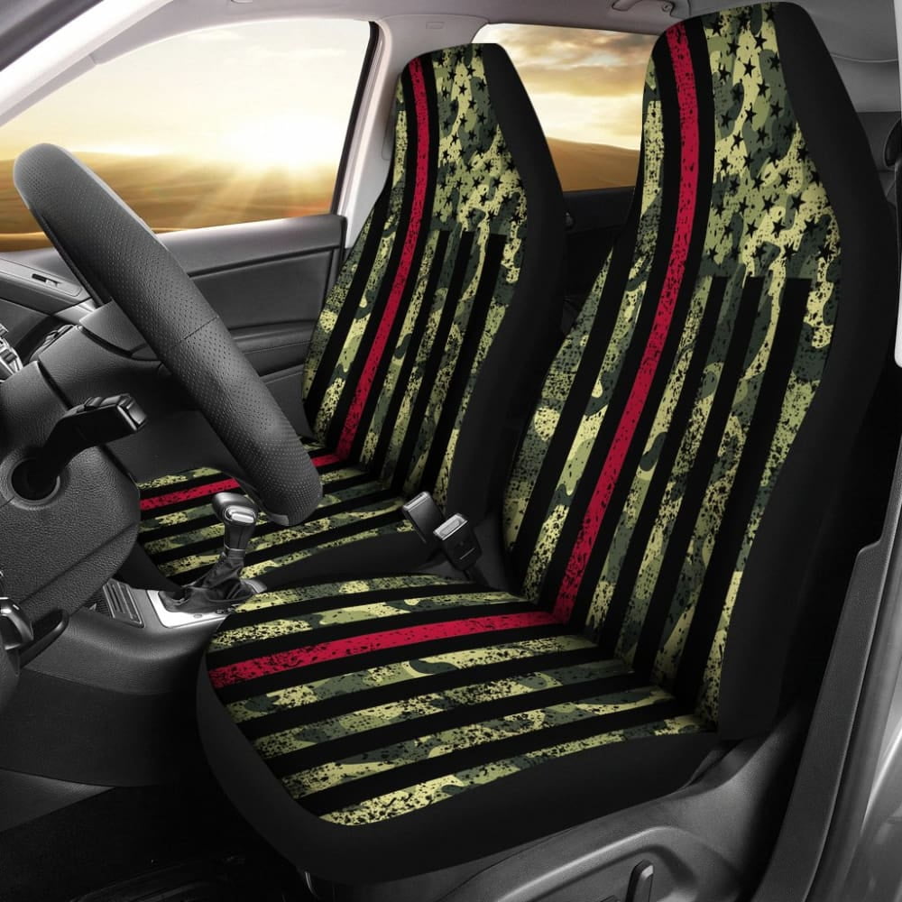 Distressed American Flag With Heart Car Seat Covers Front Seats Only ...
