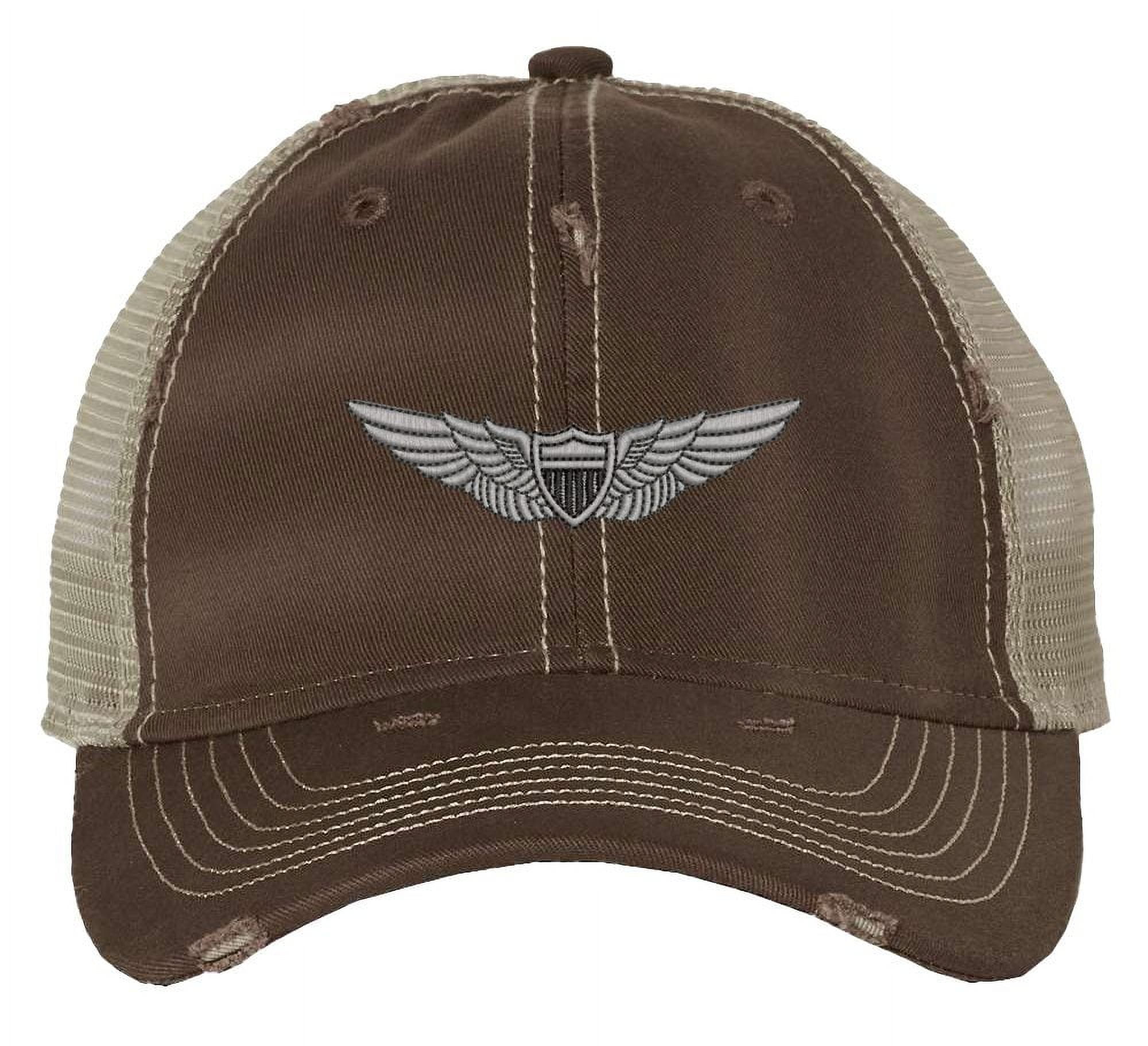 Distressed Army Aviation Trucker Hat – Embroidered Pilot Wings in ...