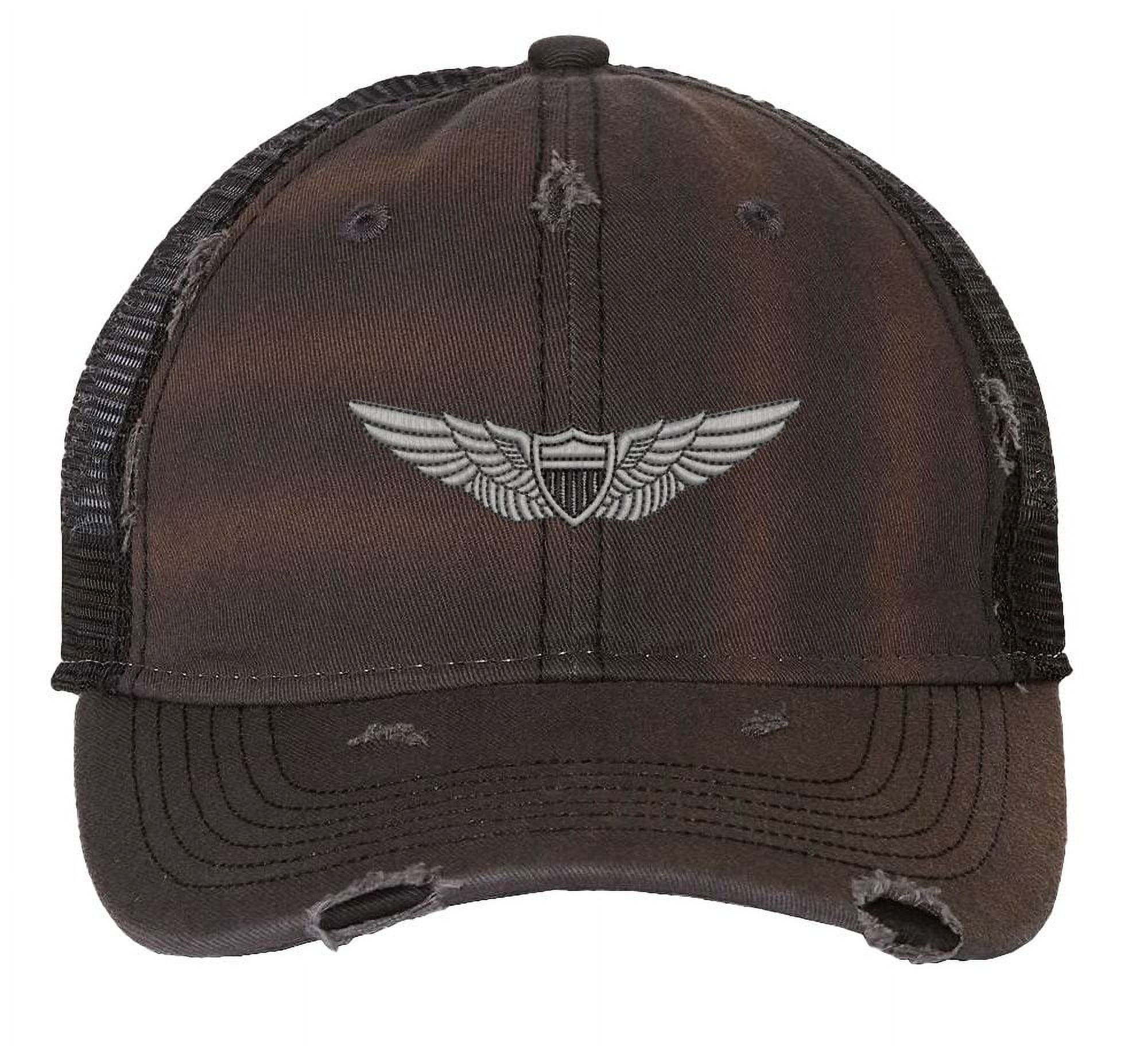 Distressed Army Aviation Trucker Hat – Embroidered Pilot Wings in ...