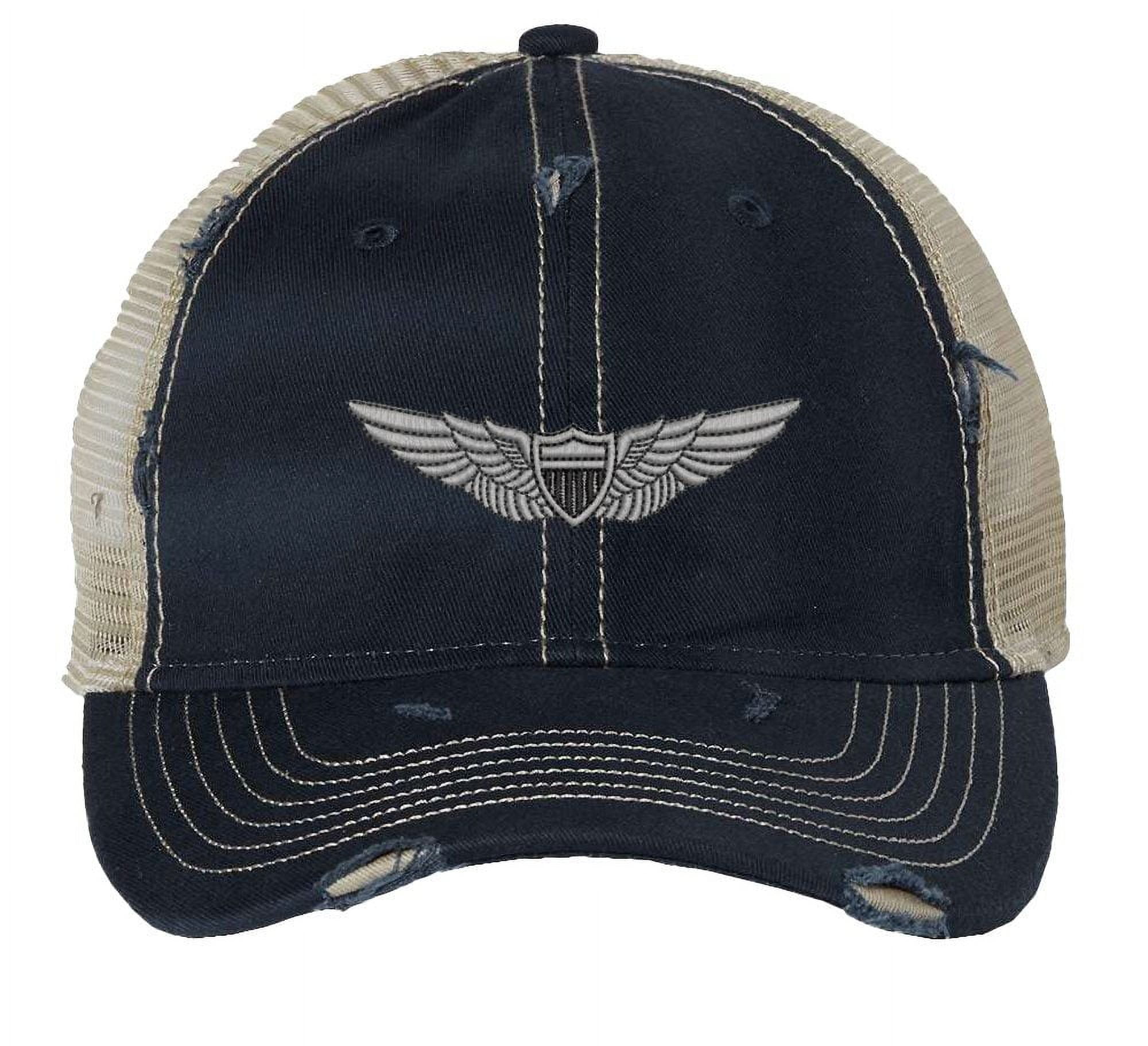 Distressed Army Aviation Trucker Hat – Embroidered Pilot Wings in ...