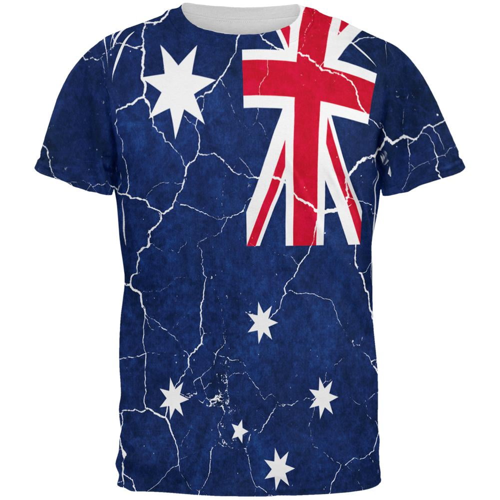 Distressed Australian Flag All Over Mens T Shirt Multi LG - Walmart.com