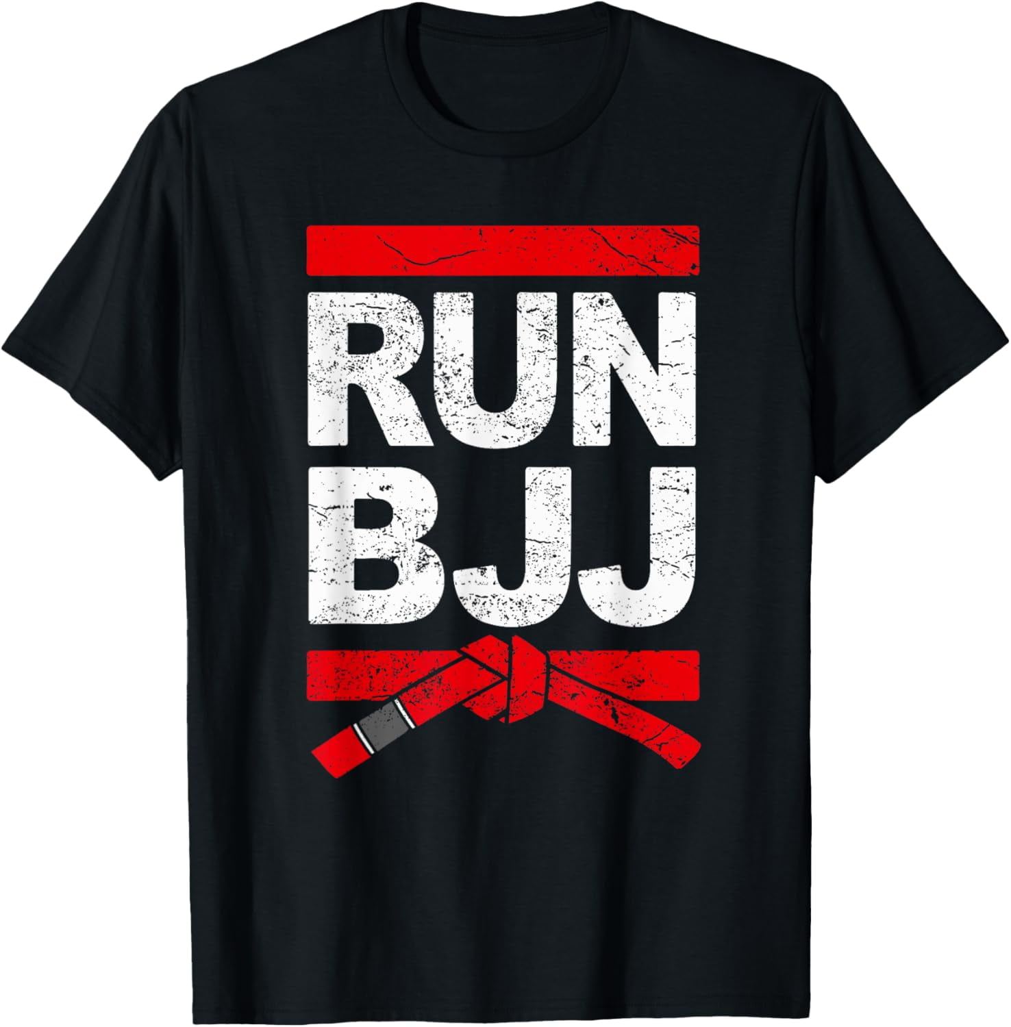 Distressed BJJ Tee Red Belt Brazilian Jiu-Jitsu RUN BJJ T-Shirt ...