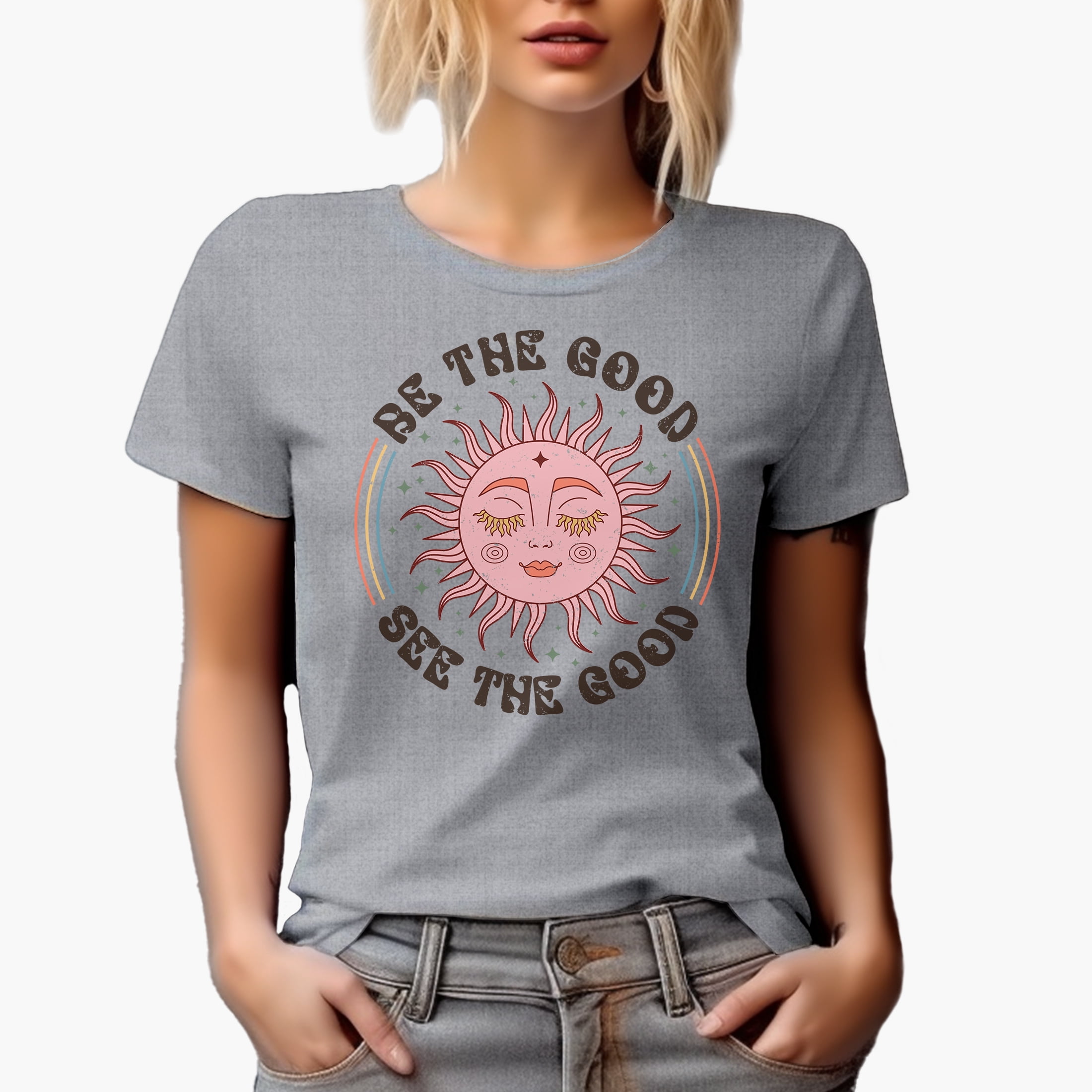 Distressed Be the Good, See the Good - Sun Boho Drawing Art Merch Gift ...