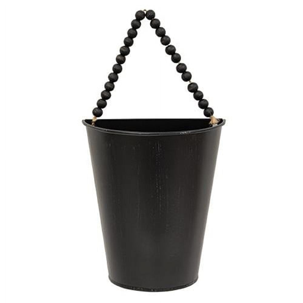 *Distressed Black Metal Half Wall Bucket w/Bead Hanger - Walmart.com