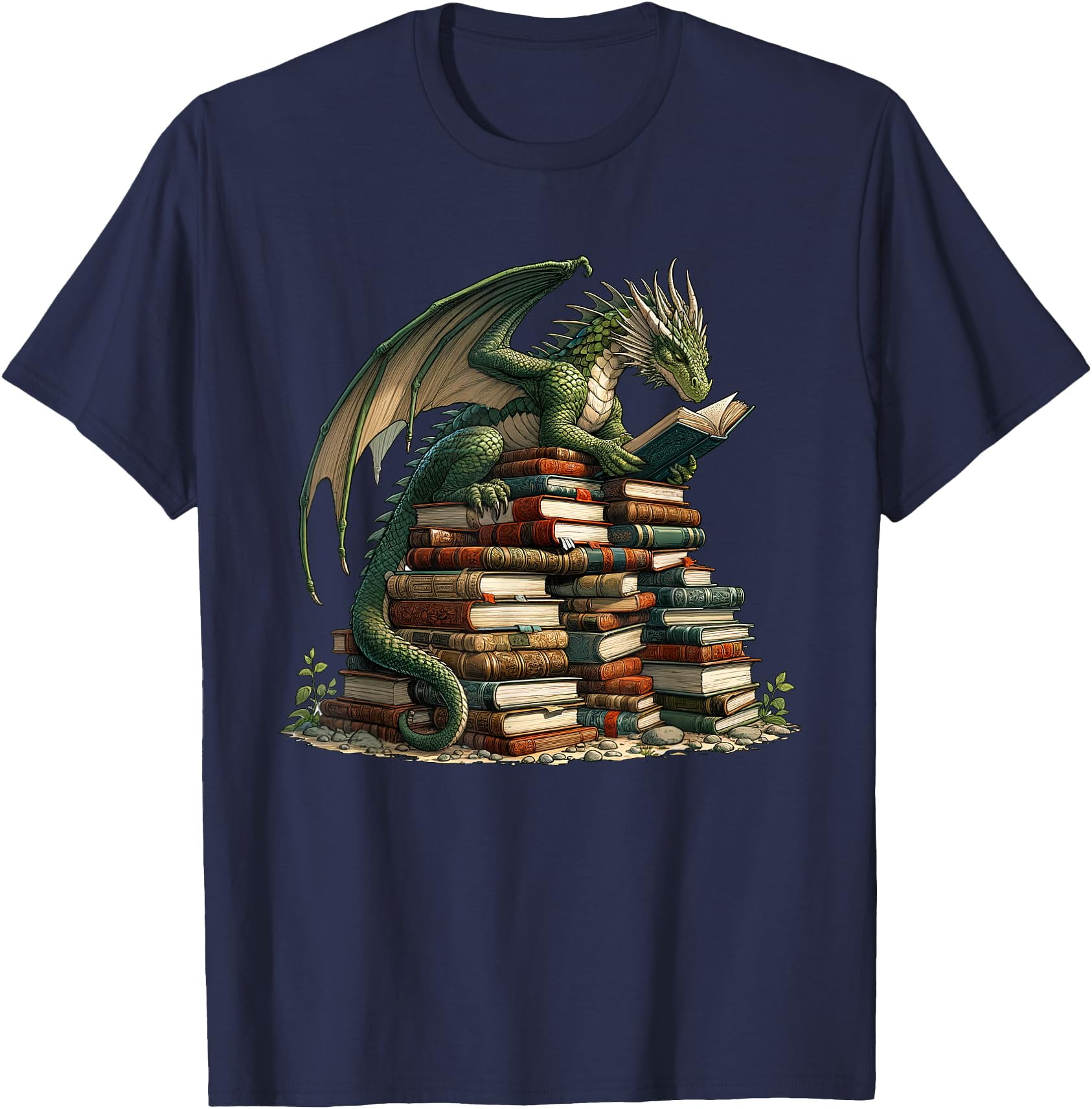 Distressed Bookworm Reading Book Dragons and Books Unisex T-Shirt for ...