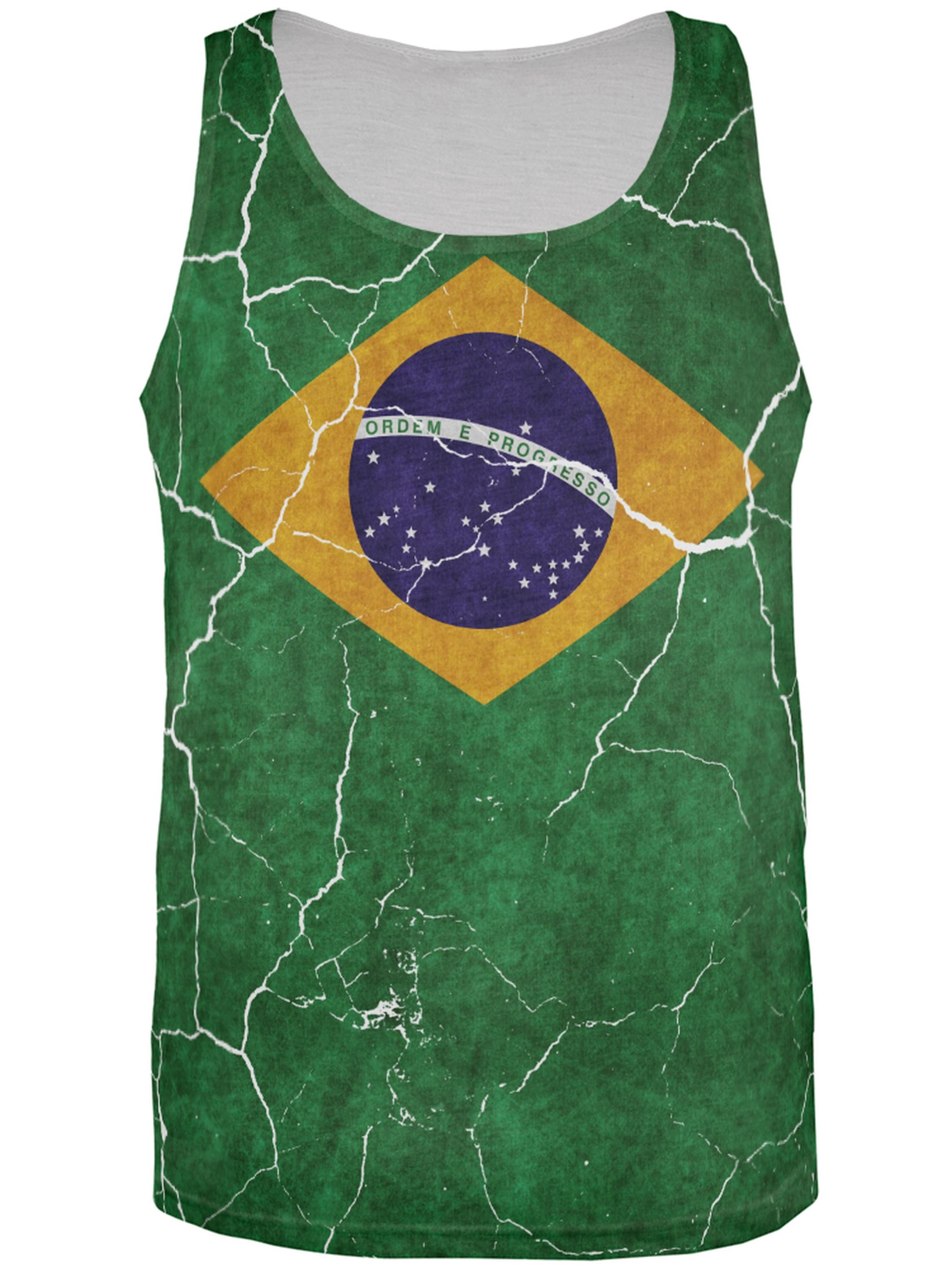 Distressed Brazilian Flag All Over Mens Tank Top Multi X-LG - Walmart.com