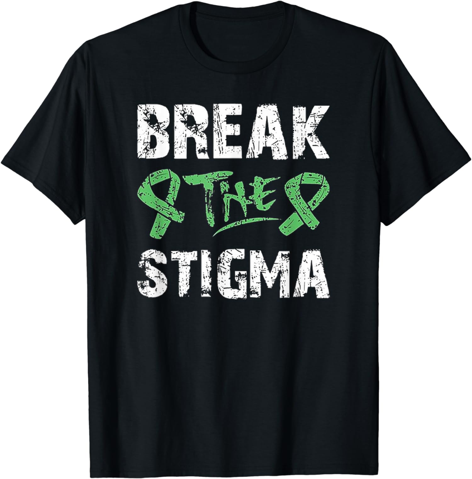 Distressed Break The Stigma Ribbon Mental Health Awareness T-Shirt ...