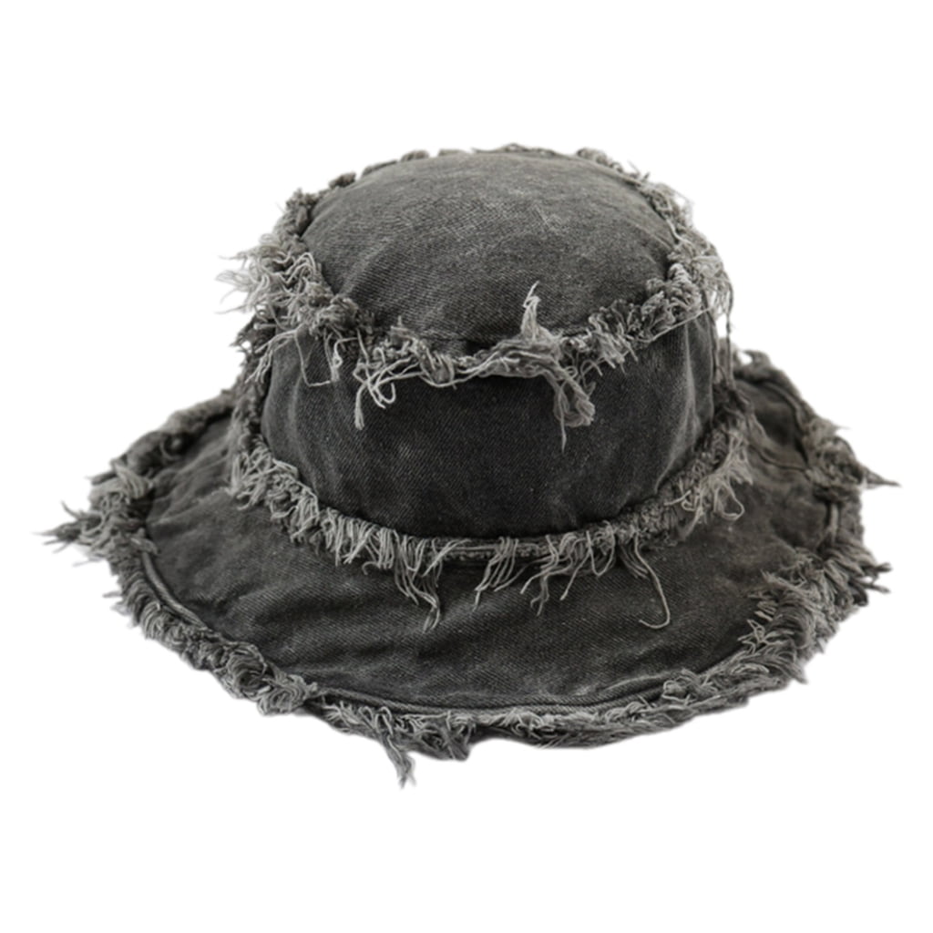Distressed Bucket Hat Multiple Color Fishing Hat Frayed Edge Bucket Hat ...