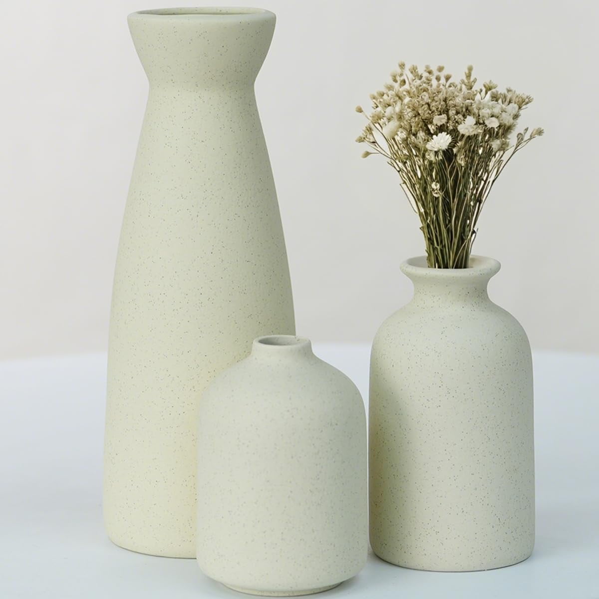 Distressed Ceramic Vase Set of 3, Modern Bohemian Farmhouse Home Decor ...