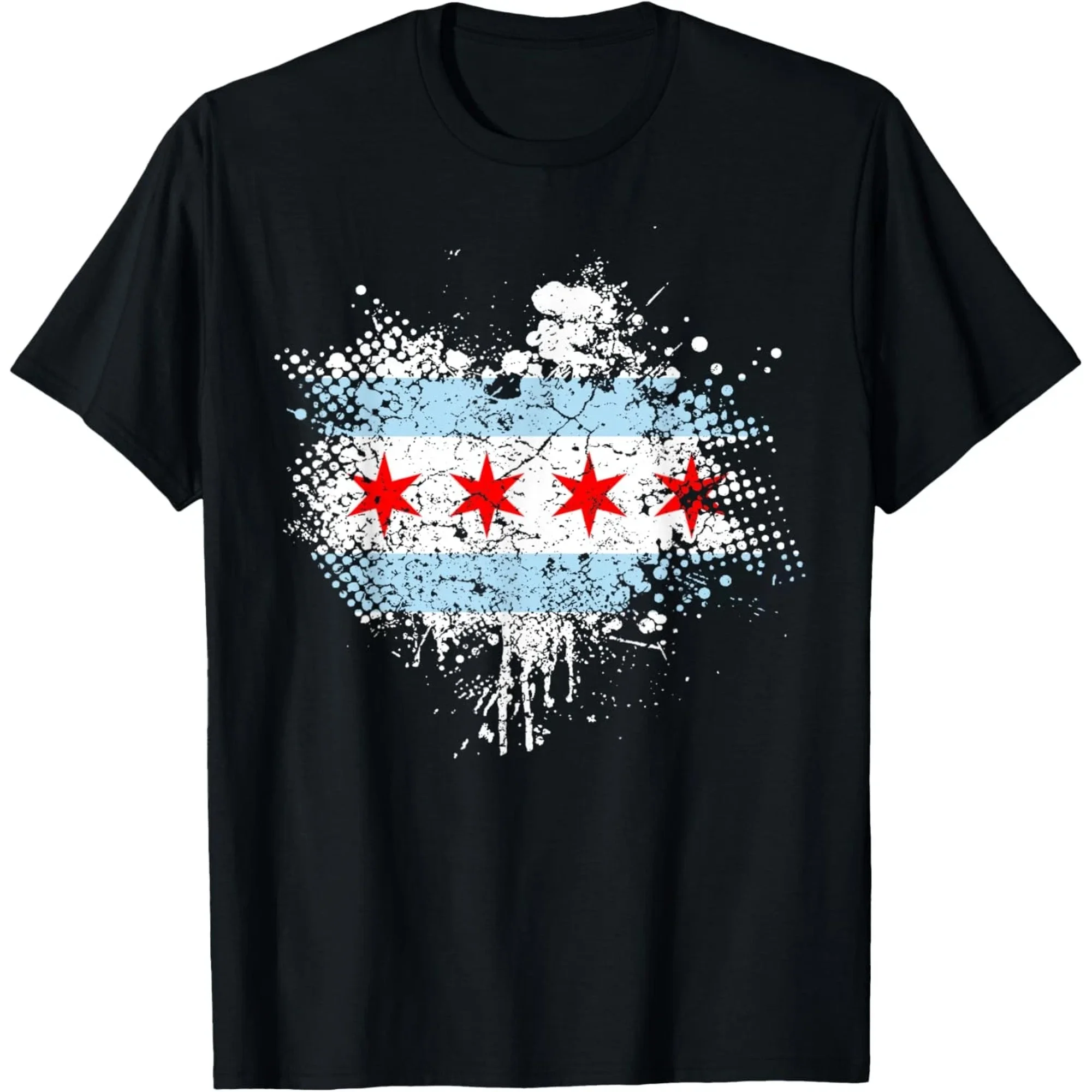 Distressed Chicago Flag Grunge Style Unisex Graphic Short Sleeve T ...