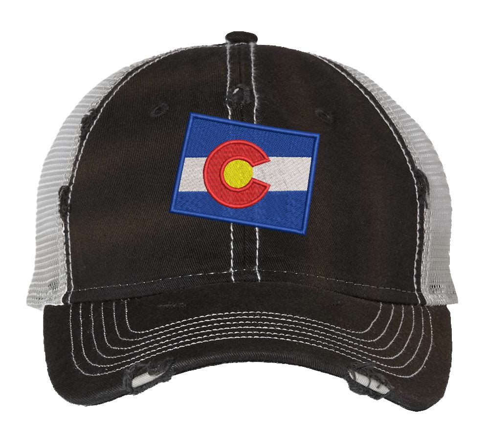 Distressed Colorado Trucker Hat – Embroidered State Flag, Patriotic ...