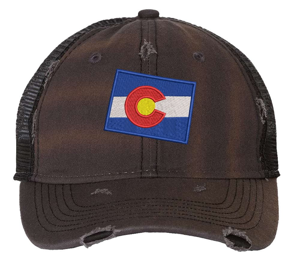 Distressed Colorado Trucker Hat – Embroidered State Flag, Patriotic ...