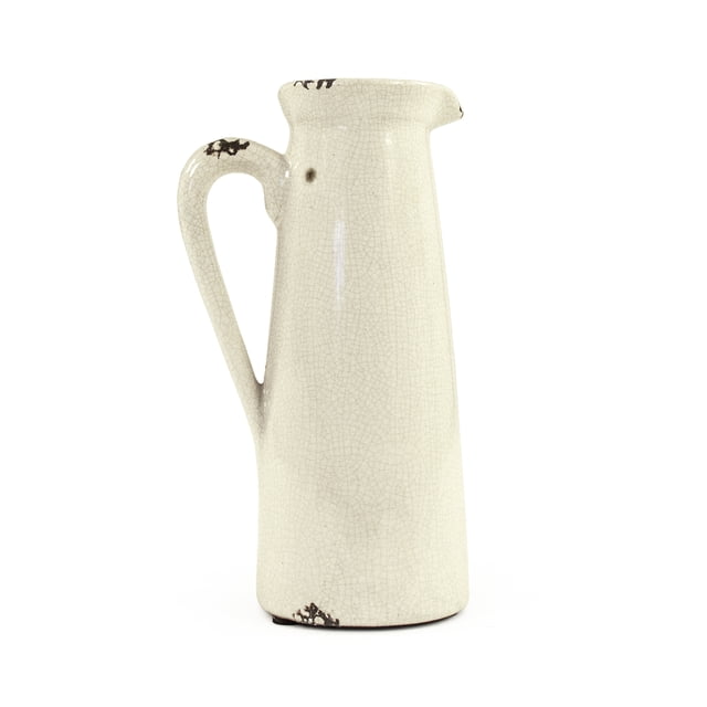 Zentique Decorative Vintage Ceramic Narrow Pitcher, Crackle White ...