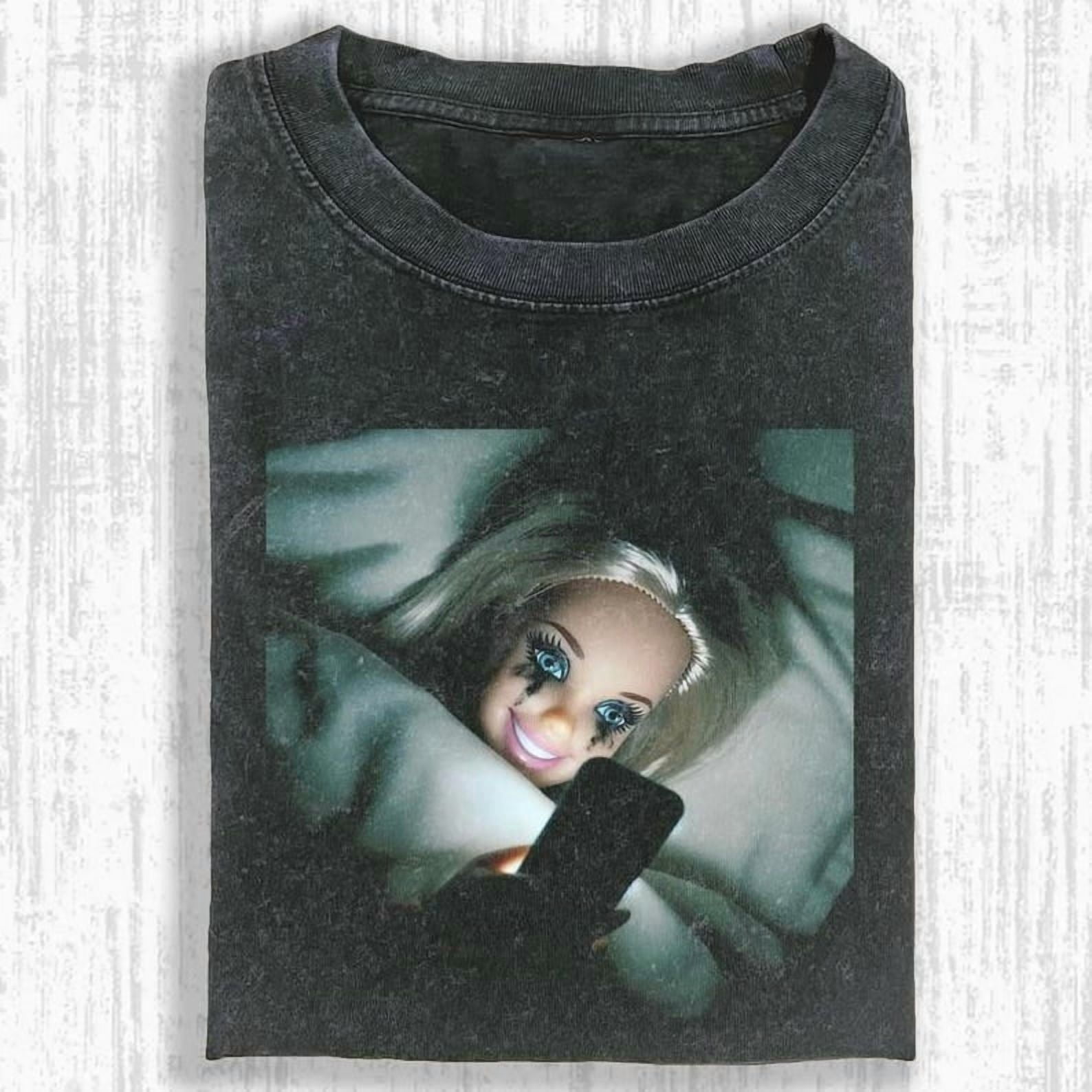Distressed Crying Doll Graphic Shirt Tired Expression Dark Streetwear ...