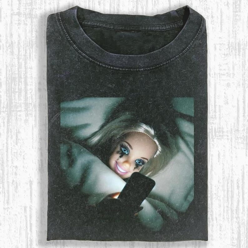 Distressed Crying Doll Graphic Shirt Tired Expression Dark Streetwear ...