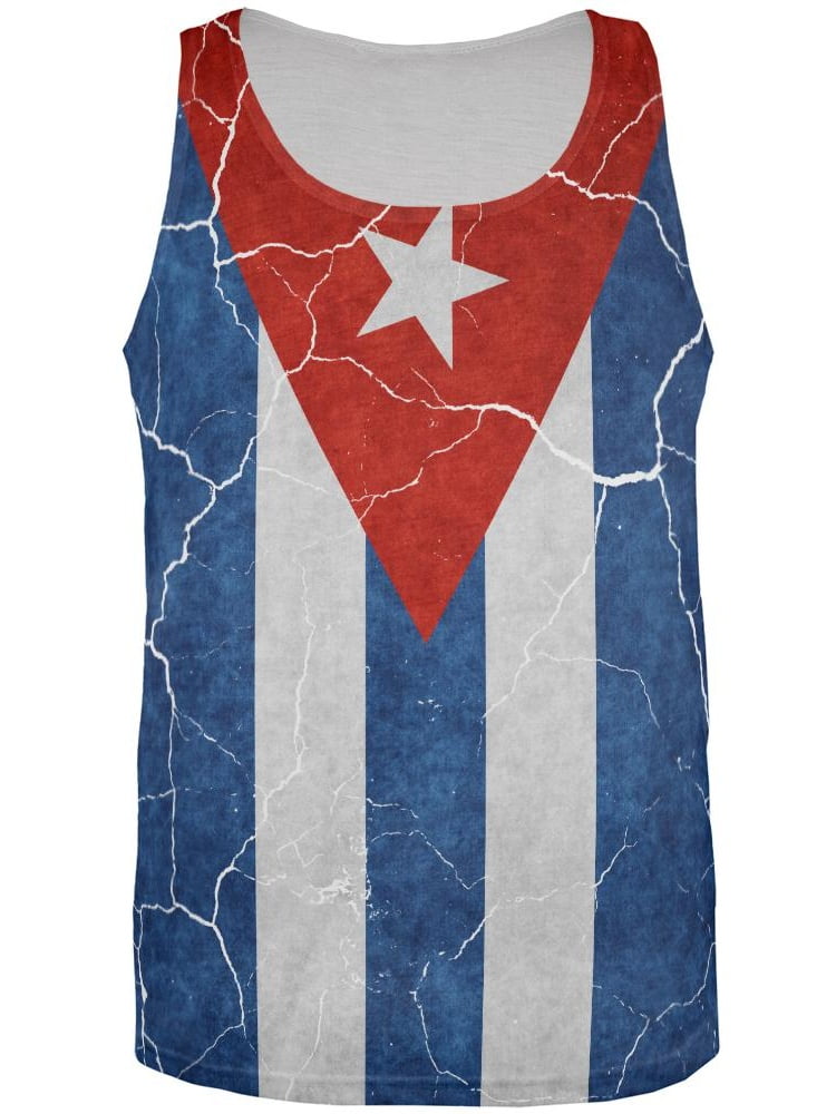 Distressed Cuban Flag All Over Mens Tank Top Multi MD - Walmart.com
