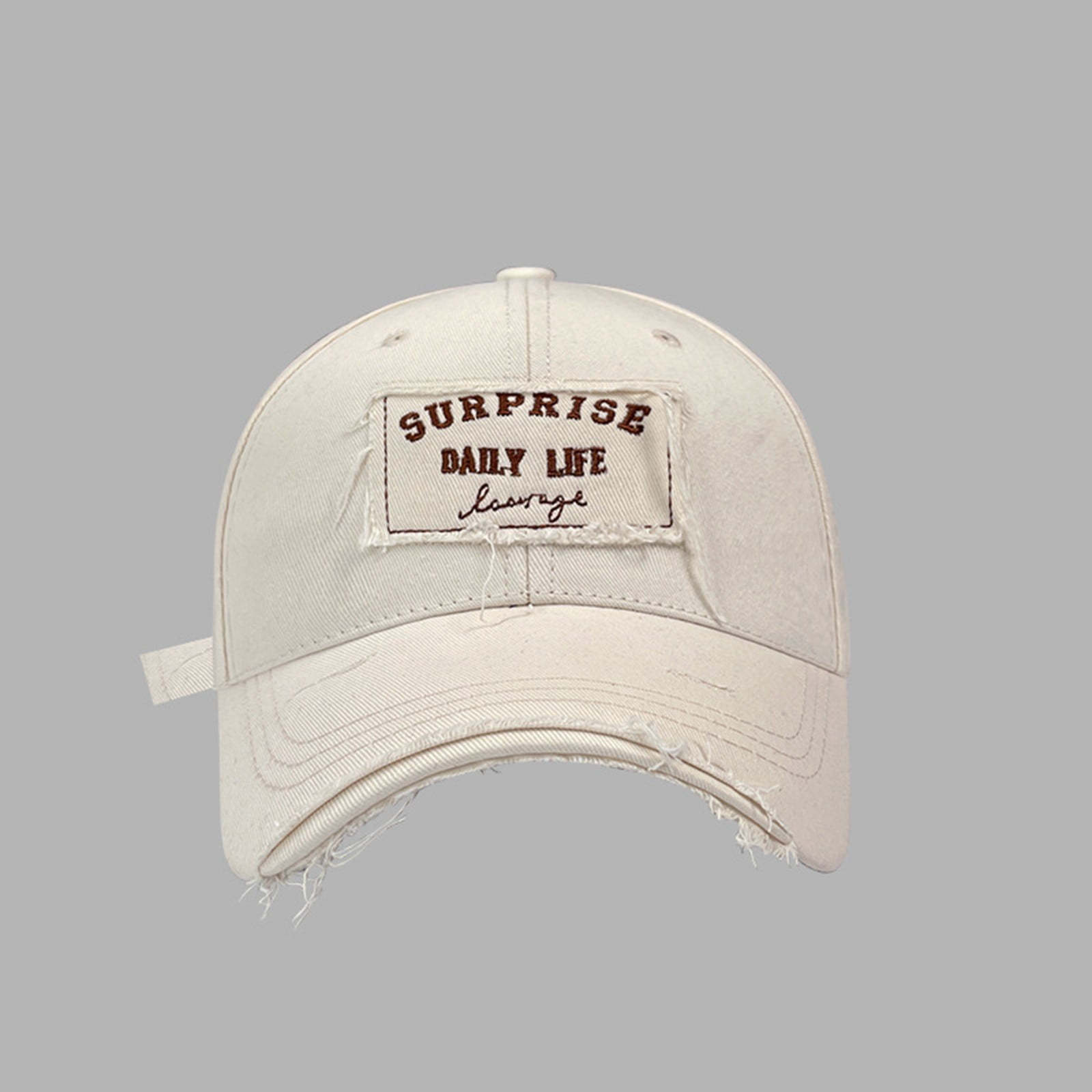 Distressed Denim Baseball Cap With Edges Korean Style Embroidered ...