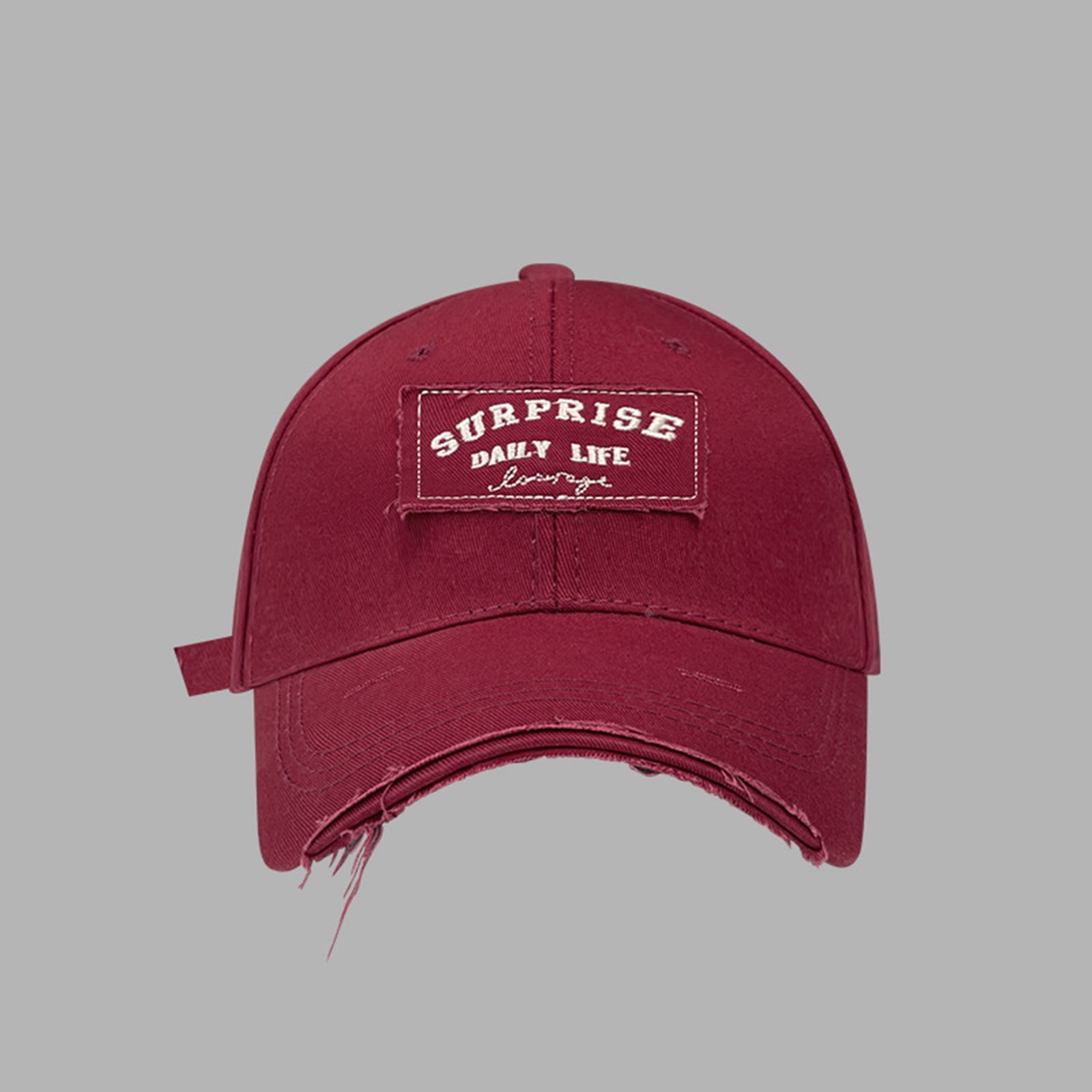 Distressed Denim Baseball Cap With Edges Korean Style Embroidered ...