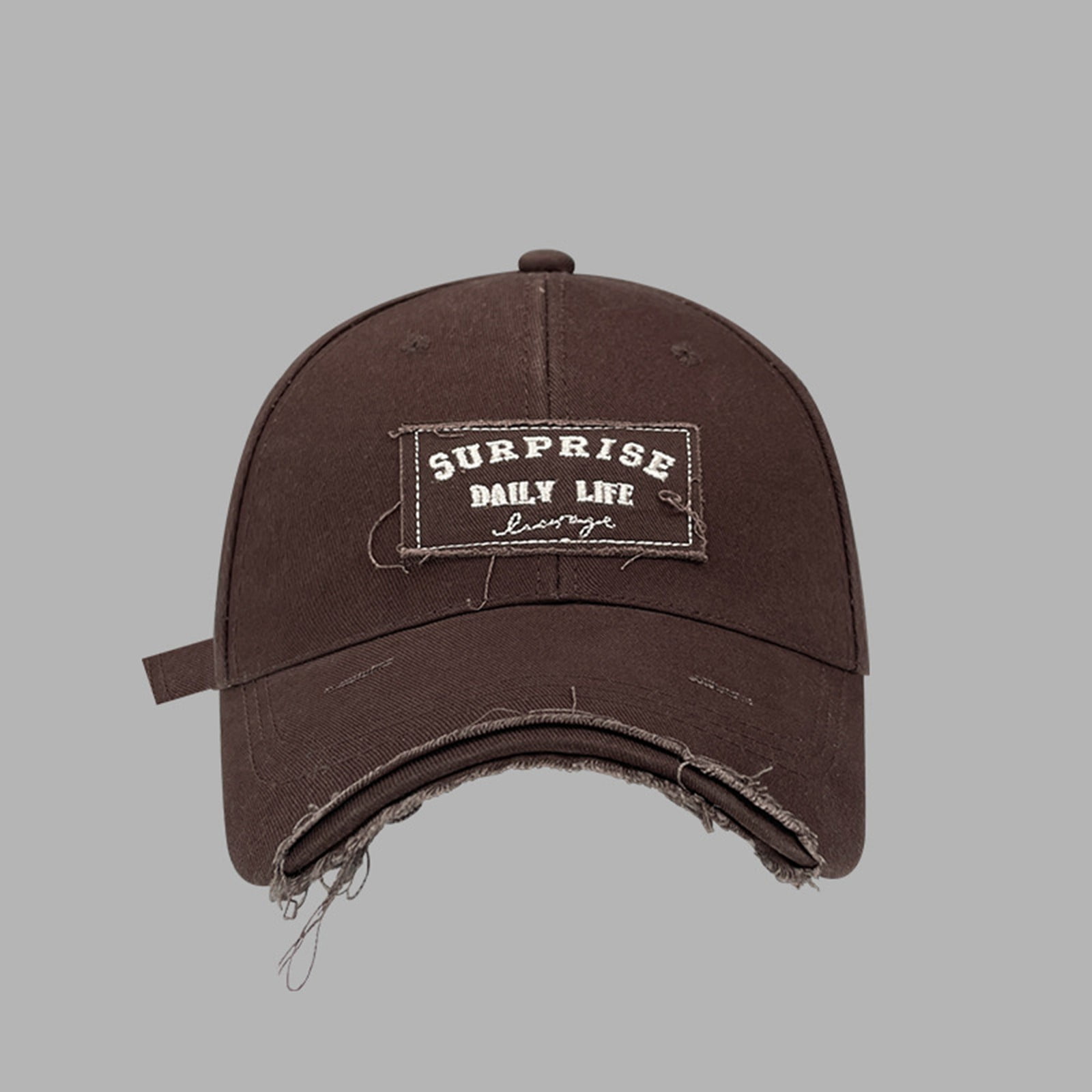 Distressed Denim Baseball Cap With Edges Korean Style Embroidered ...