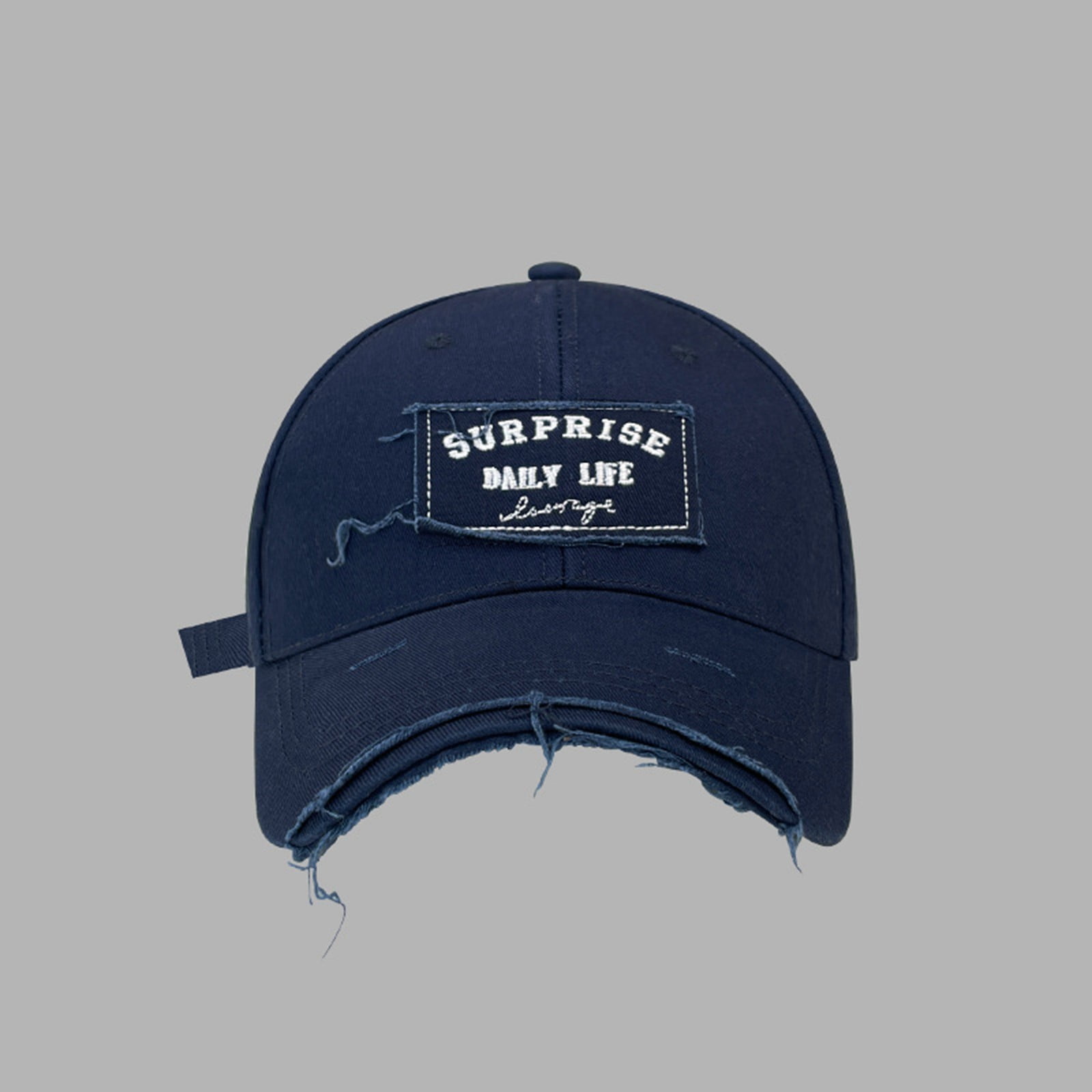 Distressed Denim Baseball Cap With Edges Korean Style Embroidered ...