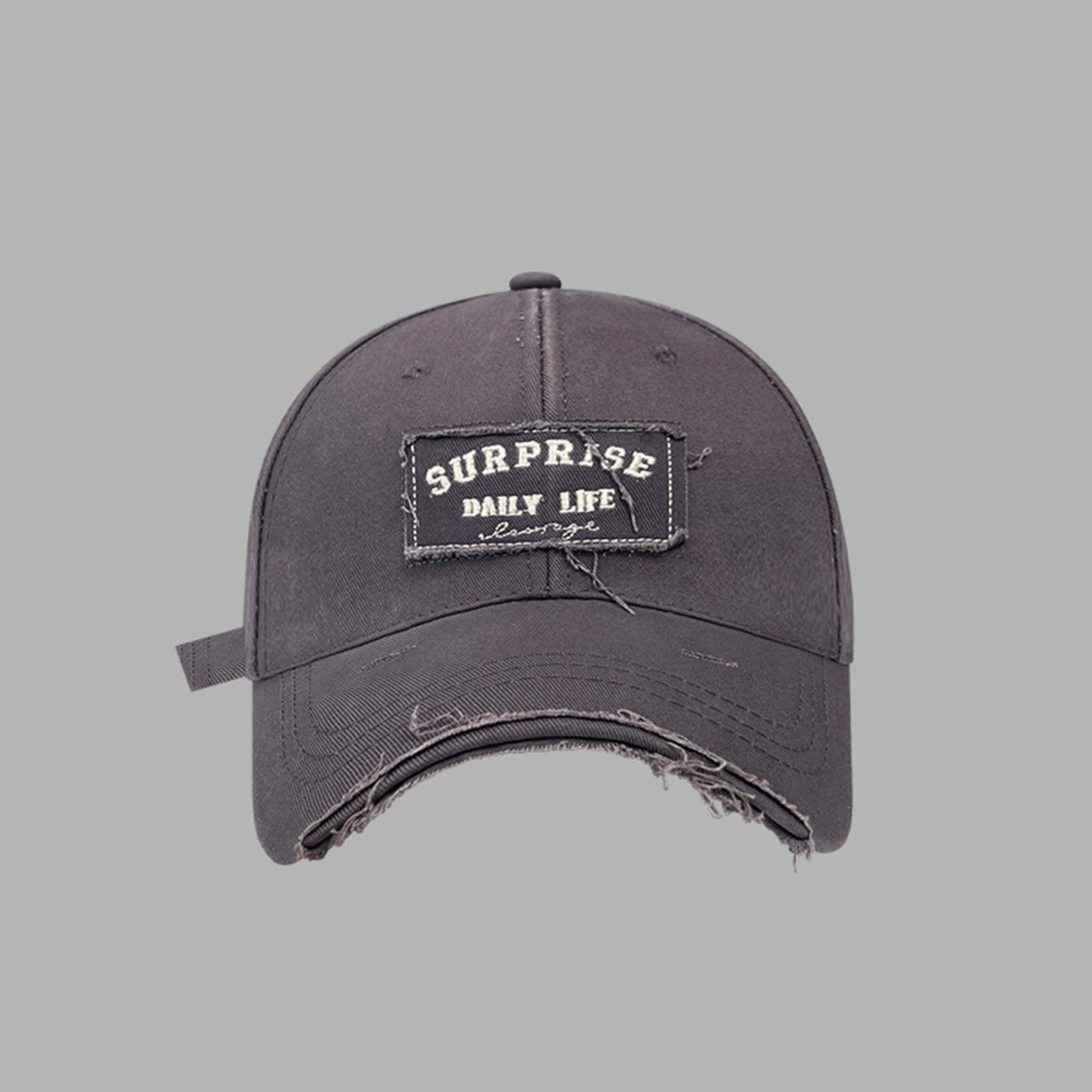 Distressed Denim Baseball Cap With Edges Korean Style Embroidered ...