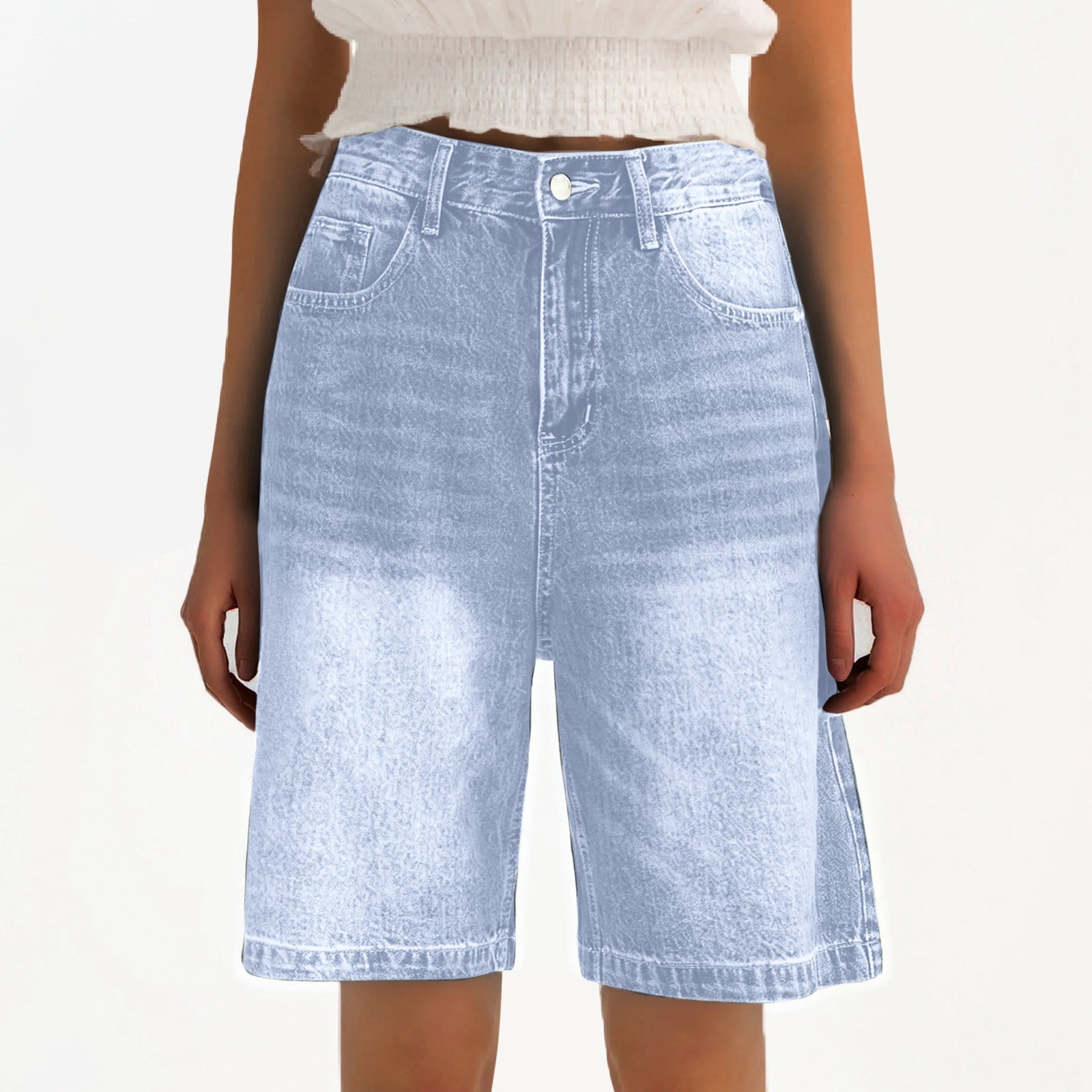 Distressed Denim Shorts Ladies Loose Fit Vintage Denim Mid Length ...