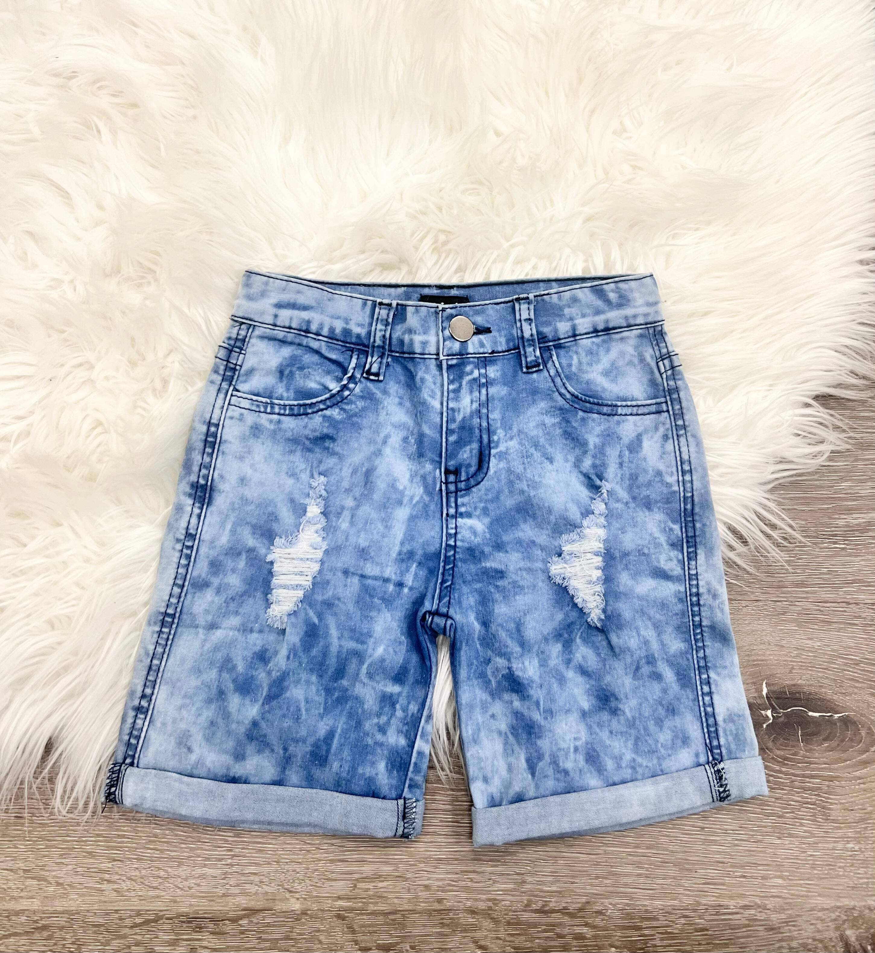 Distressed Denim Shorts Long - Walmart.com