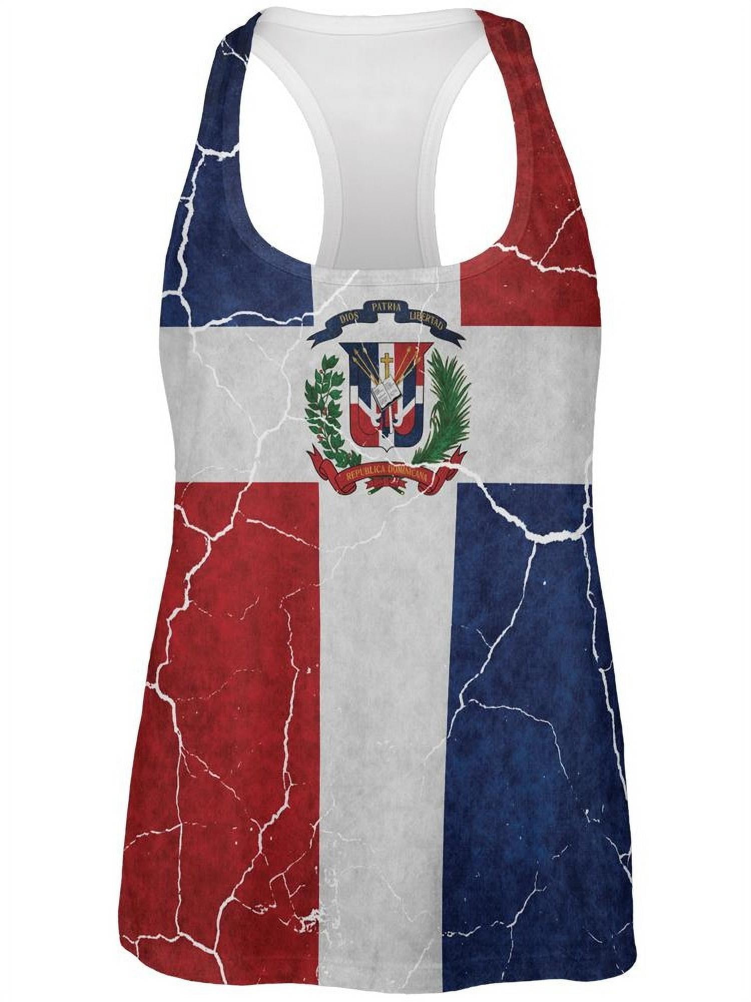 Distressed Dominican Republic Flag All Over Womens Work Out Tank Top ...