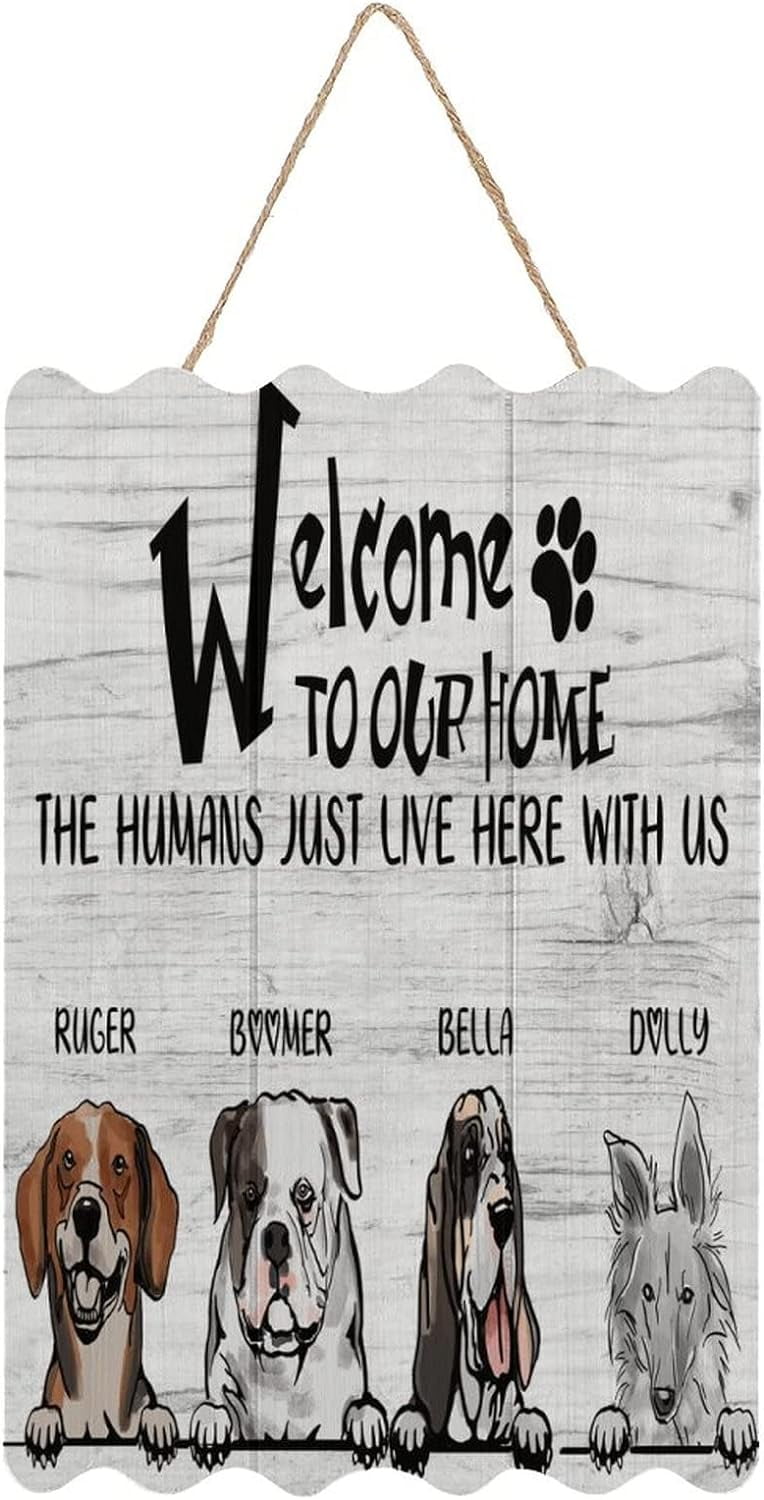Distressed Farmhouse Wooden Signs Welcome to Our Home The Humans Just ...