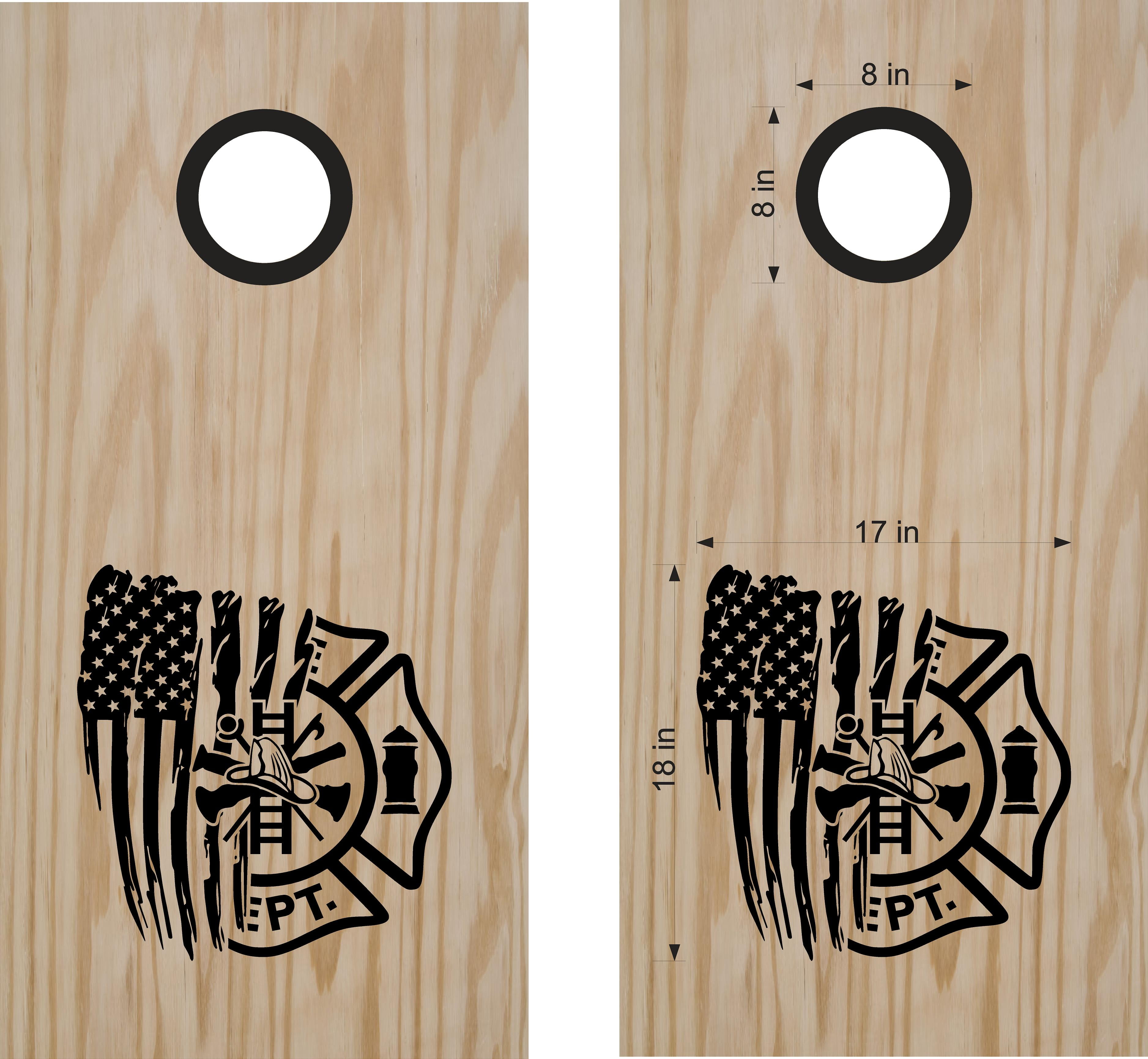 Distressed Firefighter Flag Decals for Cornhole Boards - Fireman ...