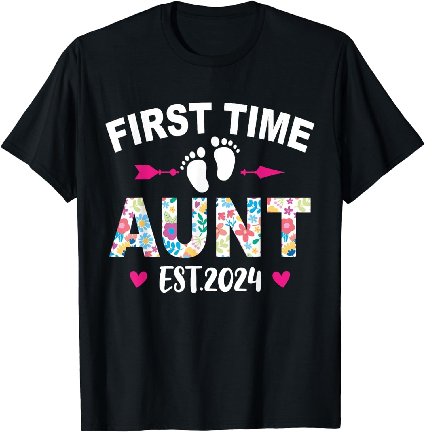 Distressed First Time Aunt Est 2024 Women Family T-Shirt - Walmart.com