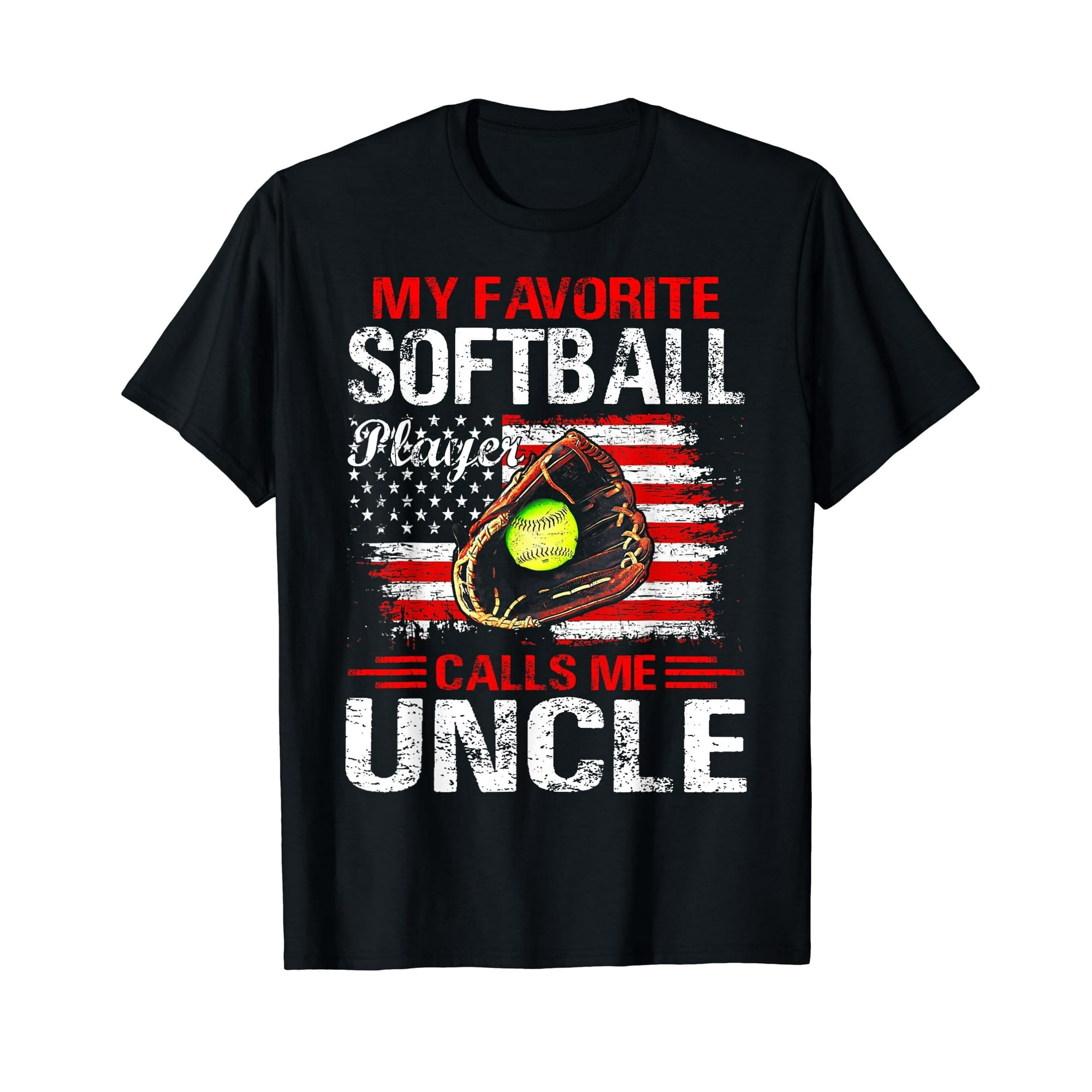 Distressed Flag Softball Uncle Gift for Men Short Sleeve T-Shirt ...