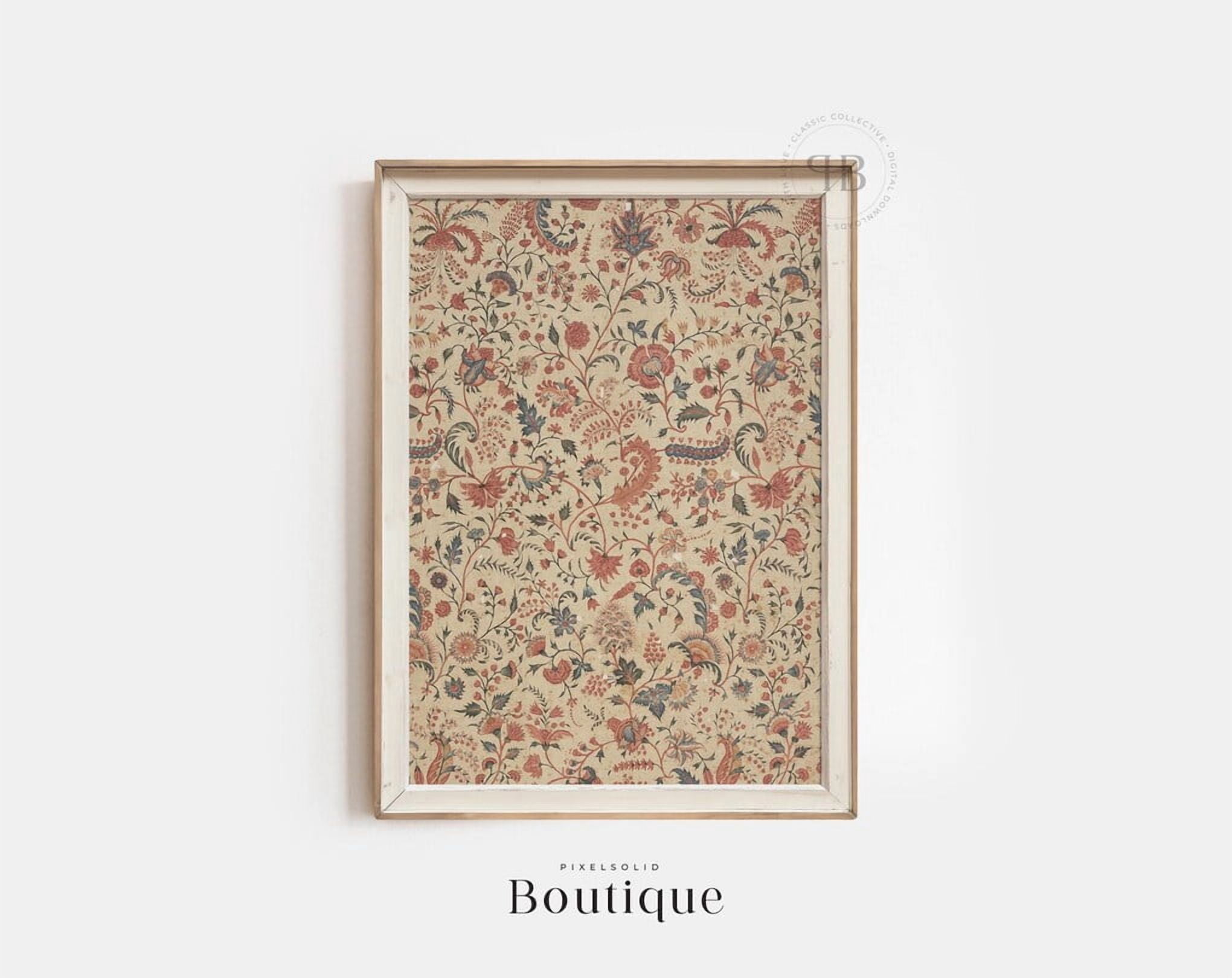 Distressed Floral Pattern Print Botanical Fabric Design Vintage Style ...