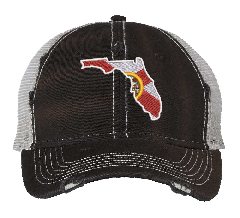 Distressed Florida Trucker Hat - Embroidered Florida State, Mesh ...