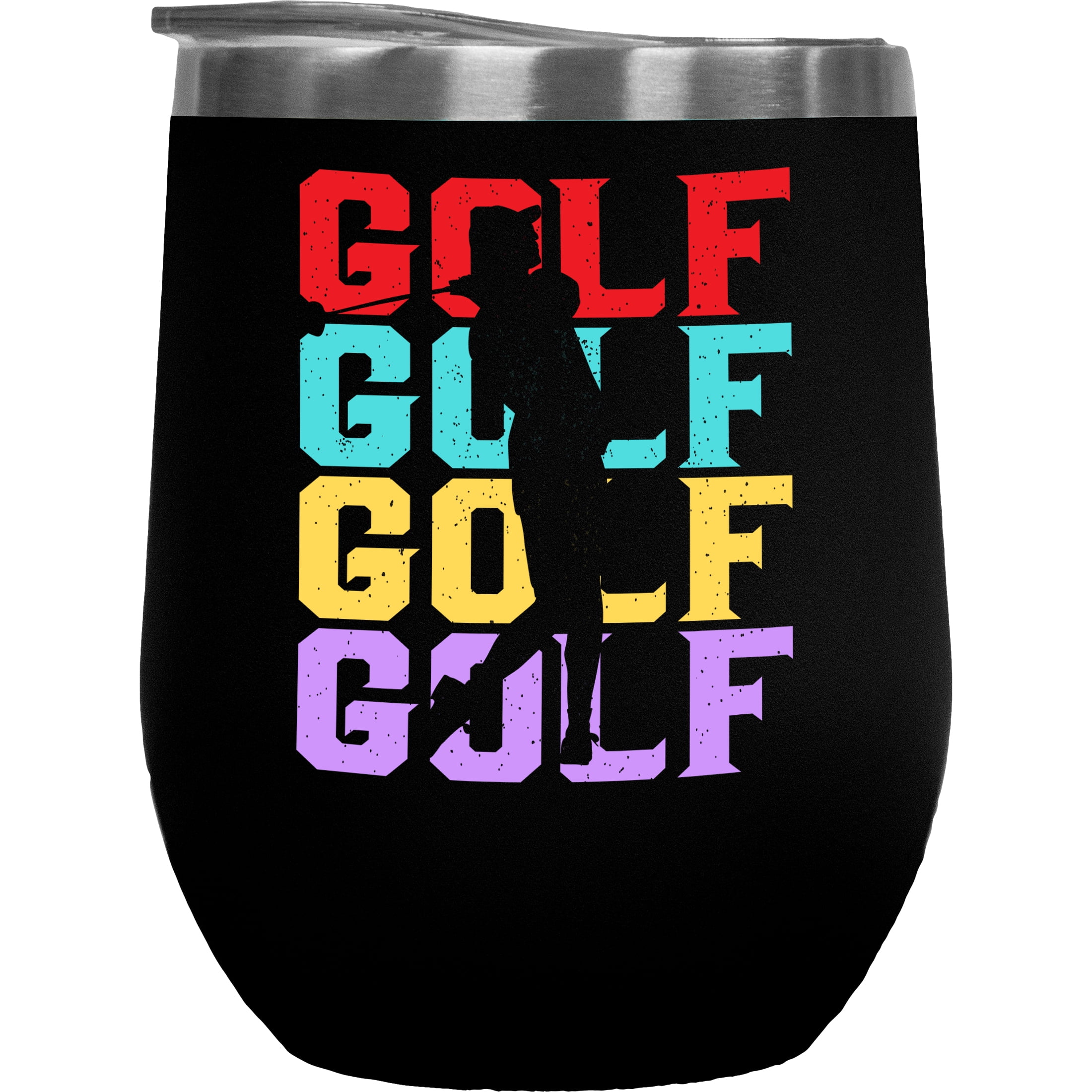 Distressed Golf Words with Different Colors & a Swinging Golf Player ...