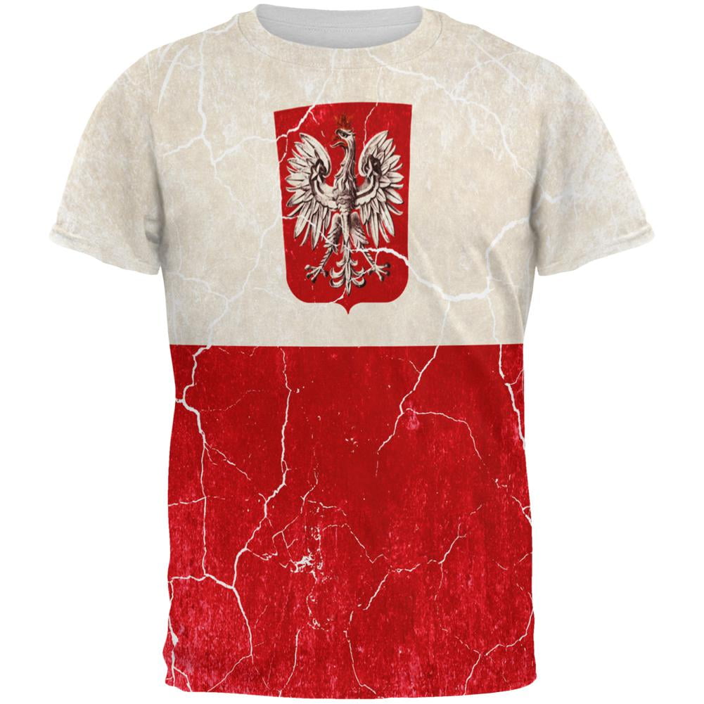 Distressed Grunge Polish Crest Flag All Over Mens T Shirt Multi X-LG ...