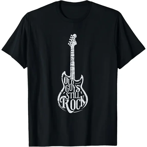 Distressed Guitar Old Guys Still Rock Quote Men Short Sleeve Graphic ...