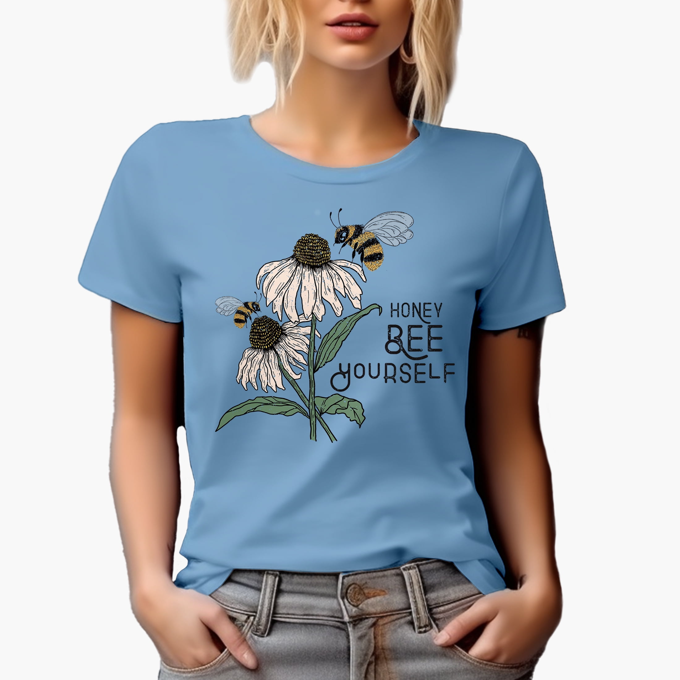Distressed Honey Bee Yourself - Bees & Daisies Art Merch Gift, Baby ...