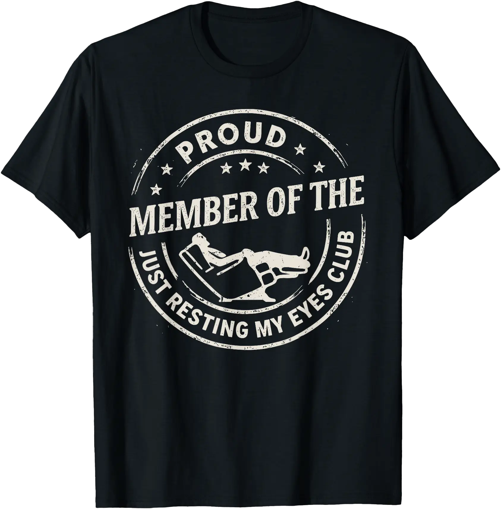 Distressed Humorous Just Resting My Eyes Club Dad Retirement Graphic T ...