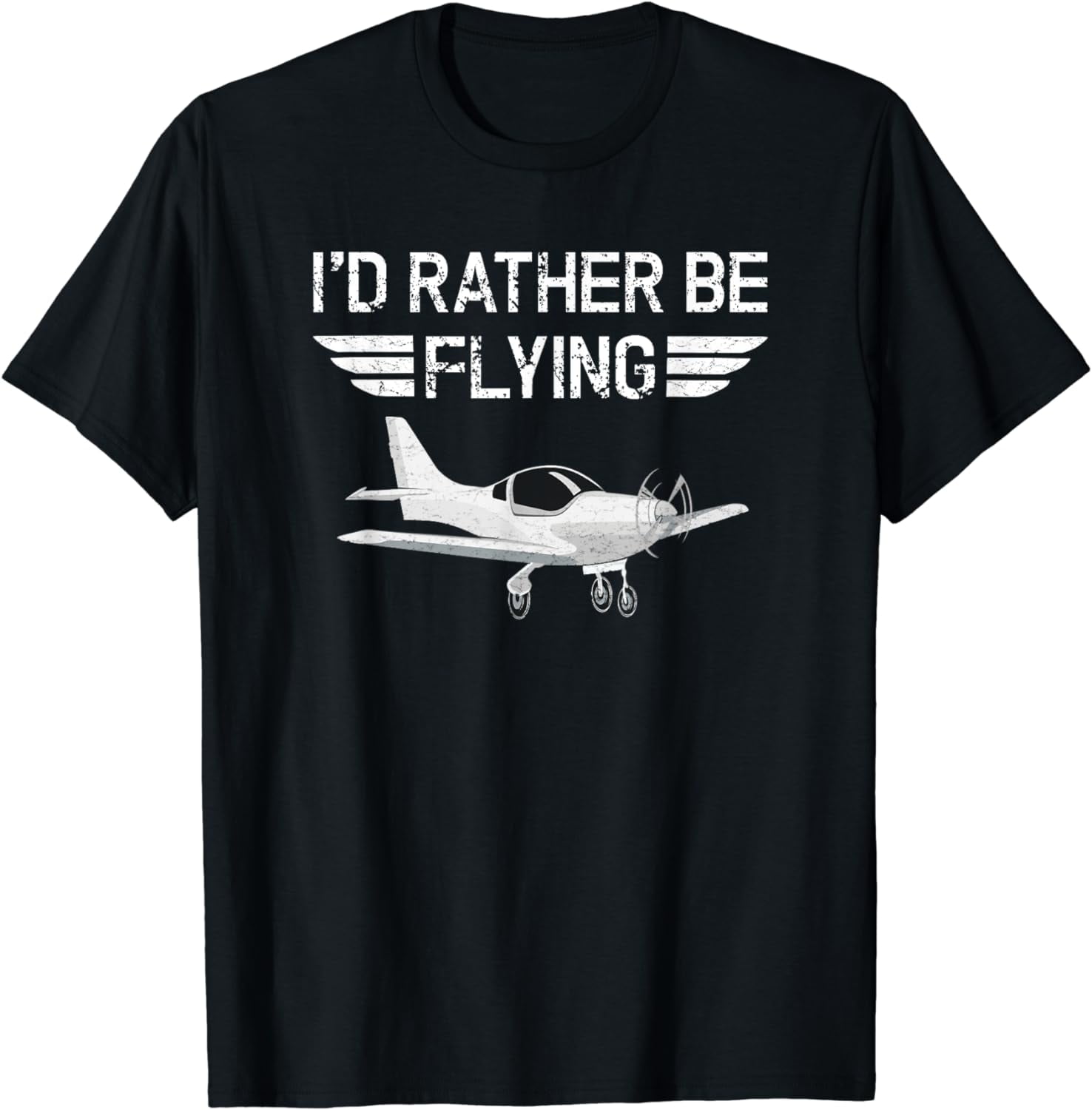 Distressed I'd Rather Be Flying Funny Airplane Pilot T-Shirt - Walmart.com